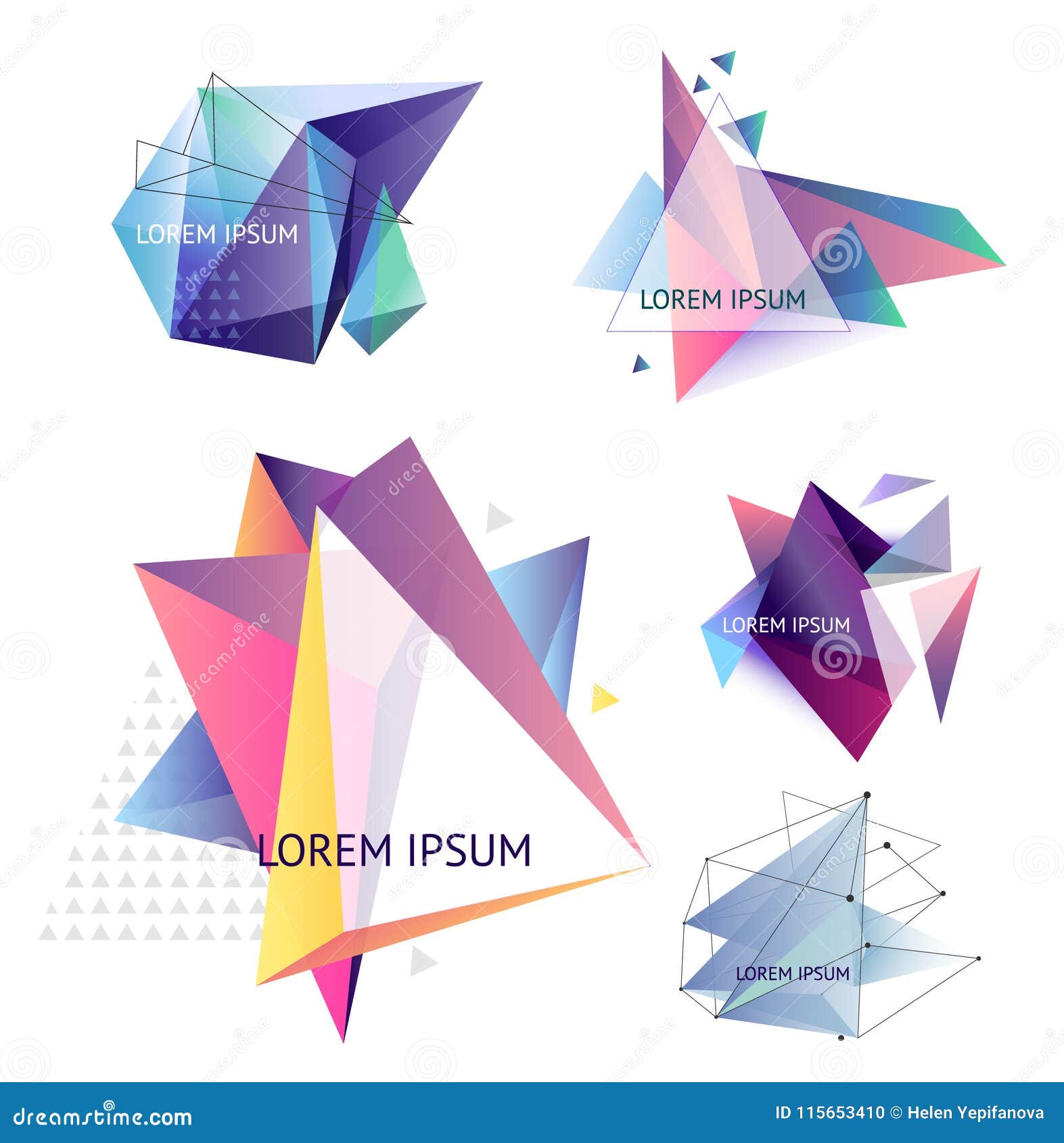 Vector Illustration. Set of Abstract Triangle Frames. Geometric Figures ...