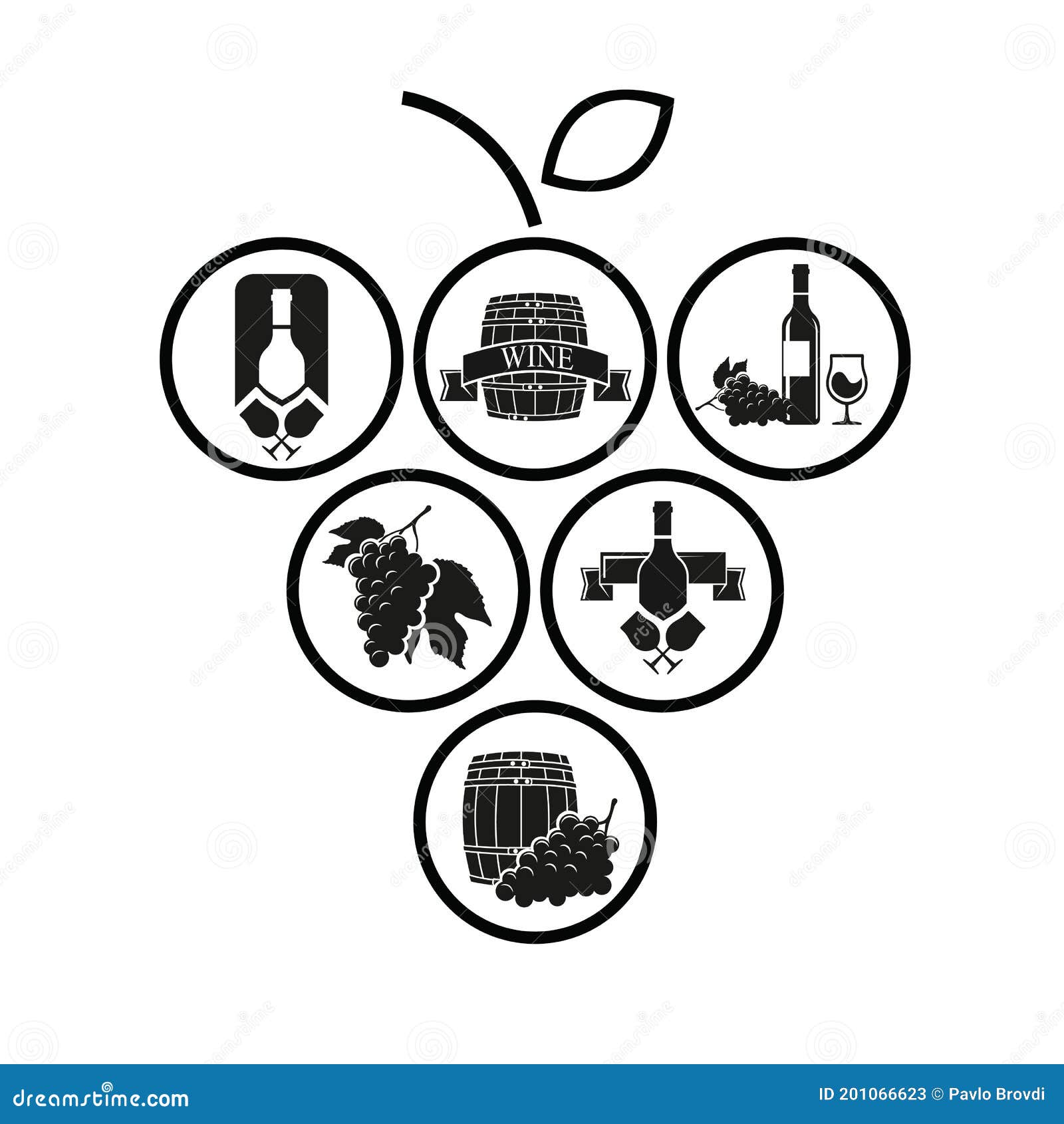 Set_of_alcohol_signs_inserted_into_grape_icon Stock Vector ...