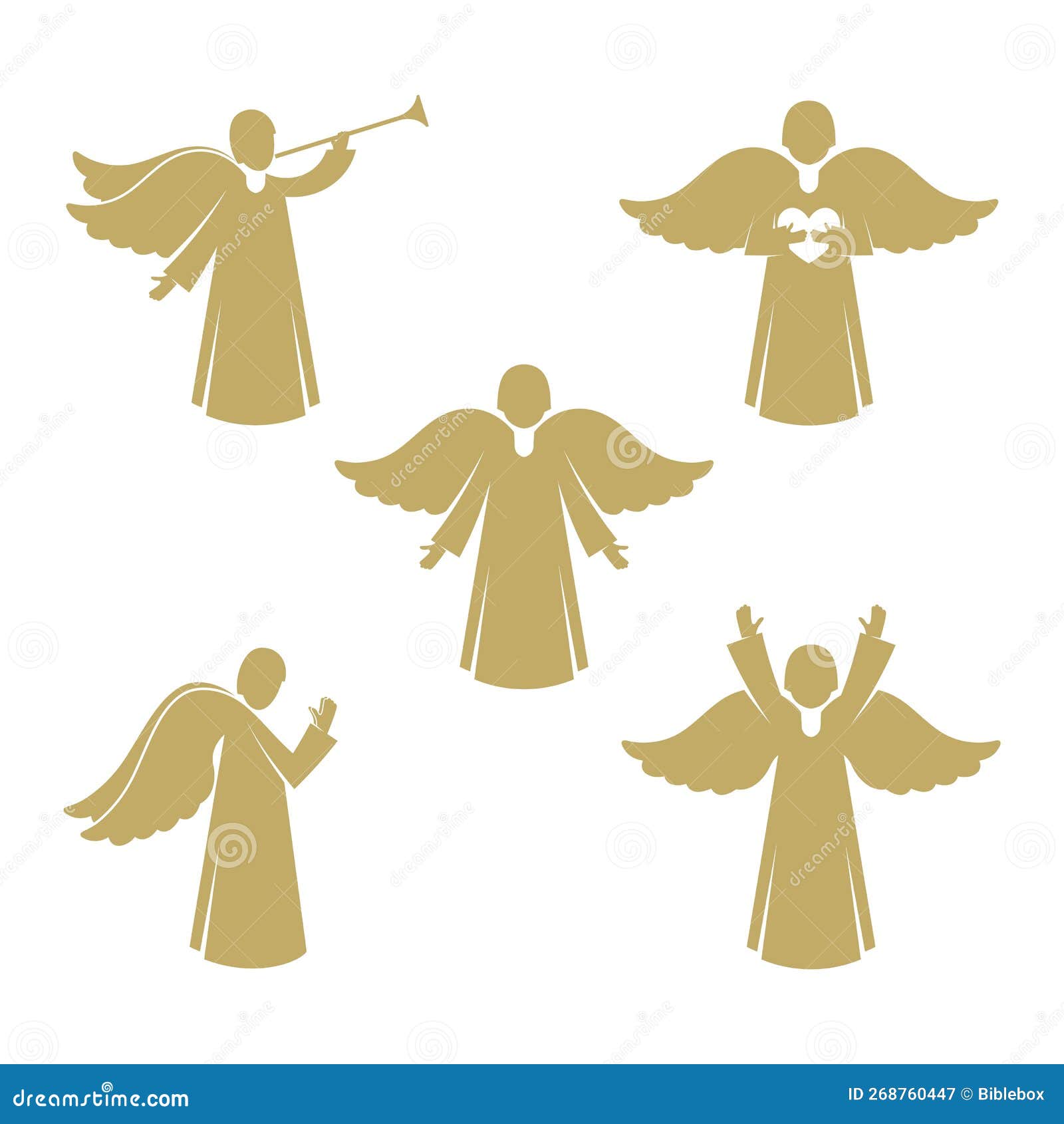 Vector Illustration. a Set of Angels in Various Poses. Stock Vector ...