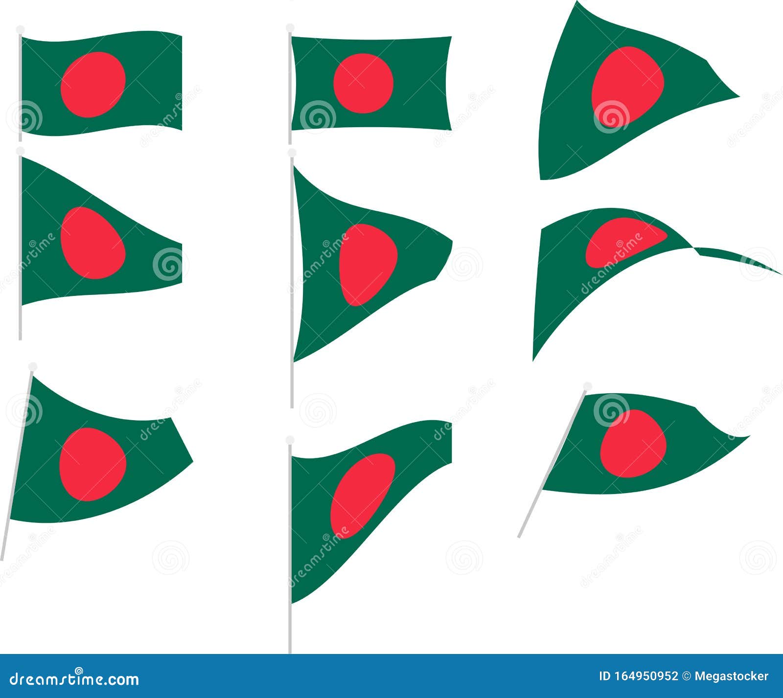 Vector Illustration of Set with Bangladesh Flag Stock Vector ...