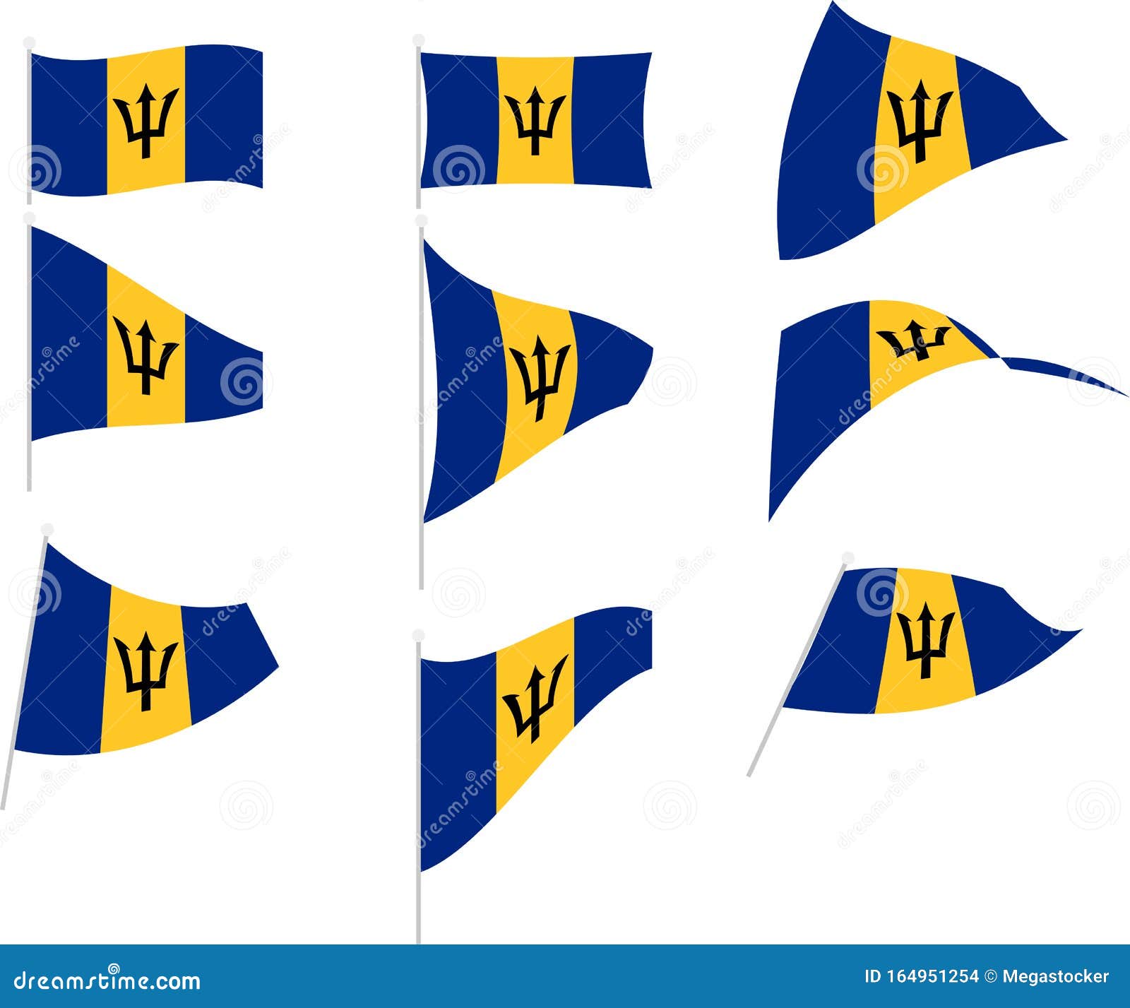 Vector Illustration of Set with Barbados Flag Stock Vector ...