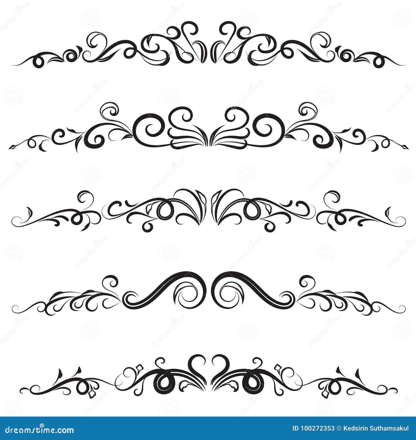 Border Calligraphic Vector Set Stock Vector - Illustration of greeting ...