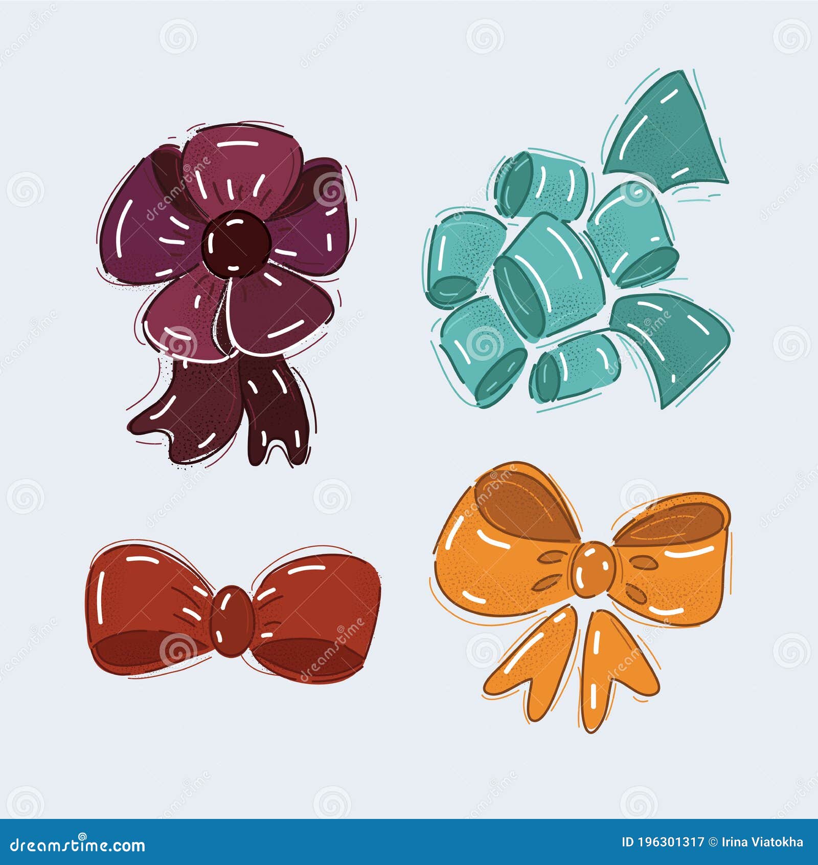 Vector Illustration of Set of Bow on White Stock Vector - Illustration ...