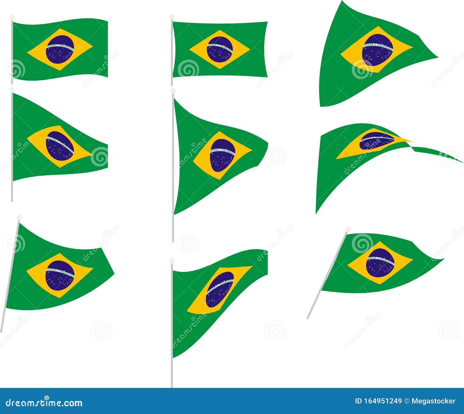 Vector Illustration of Set with Brazil Flag Stock Vector - Illustration ...