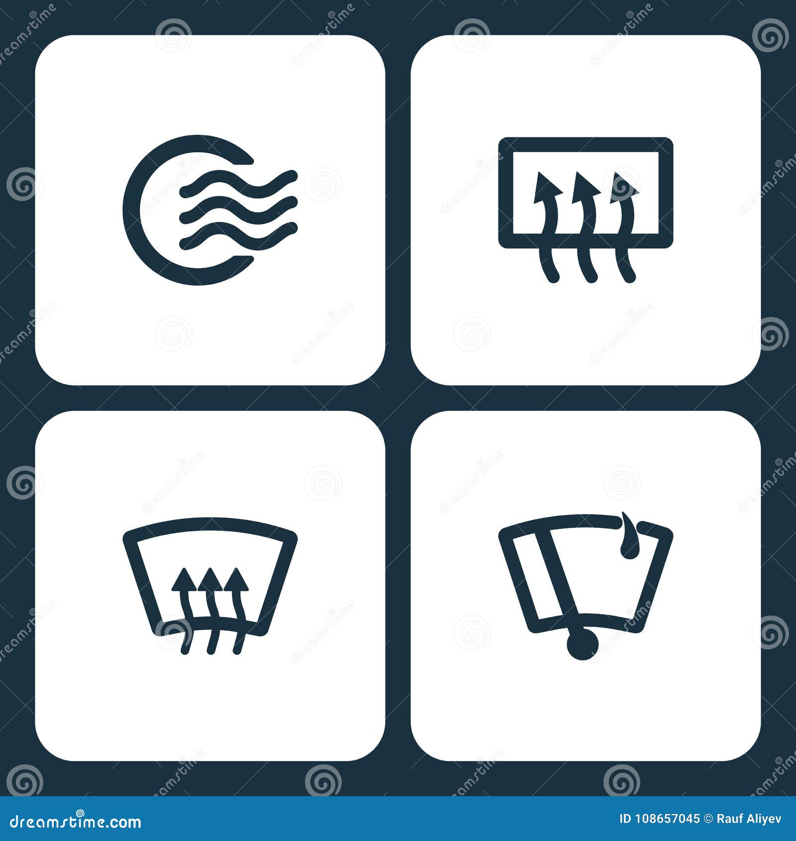 Vector Illustration Set Car Dashboard Icons. Elements Air Dashboard ...