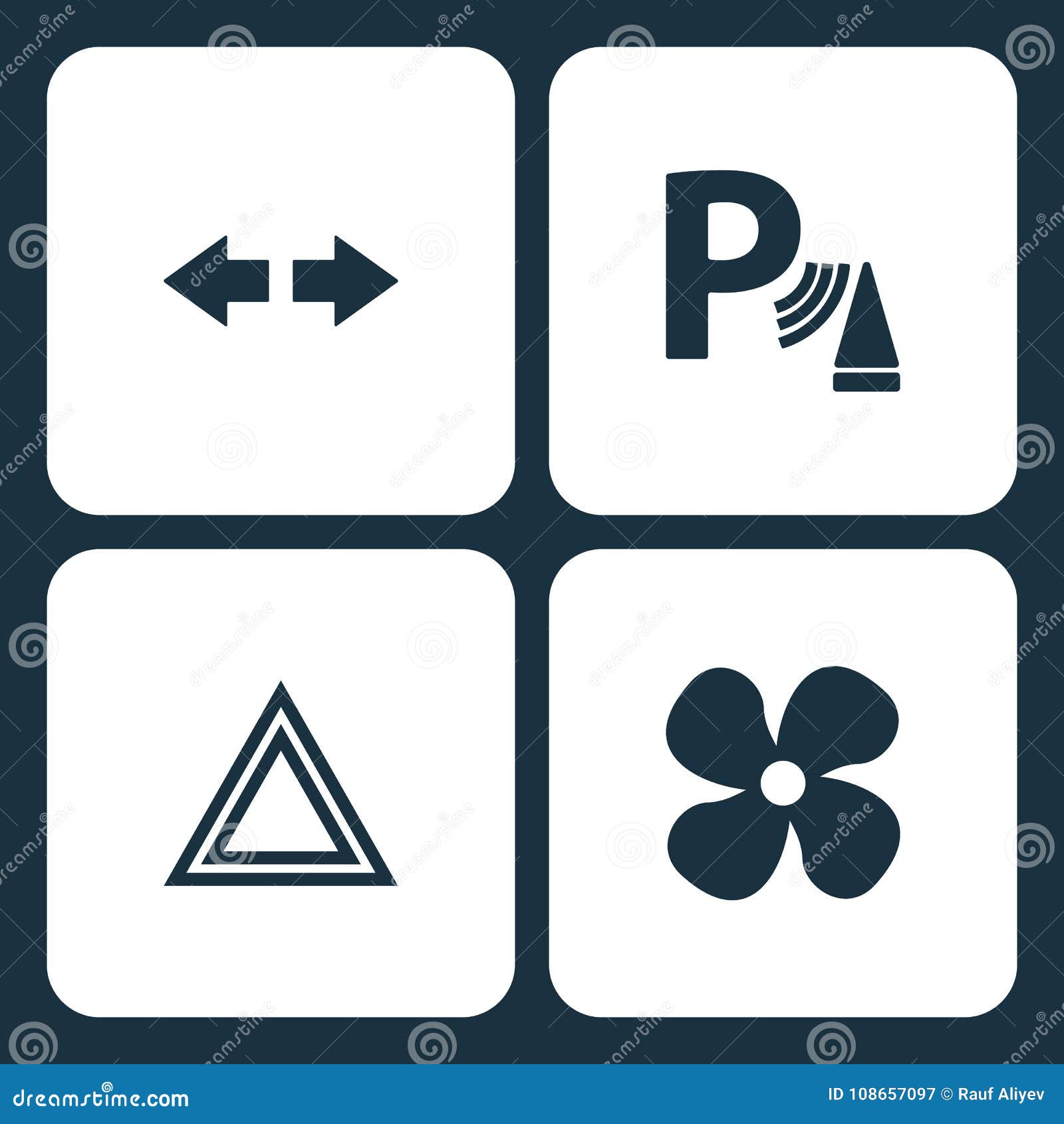 Vector Illustration Set Car Dashboard Icons. Elements Turn Signals ...