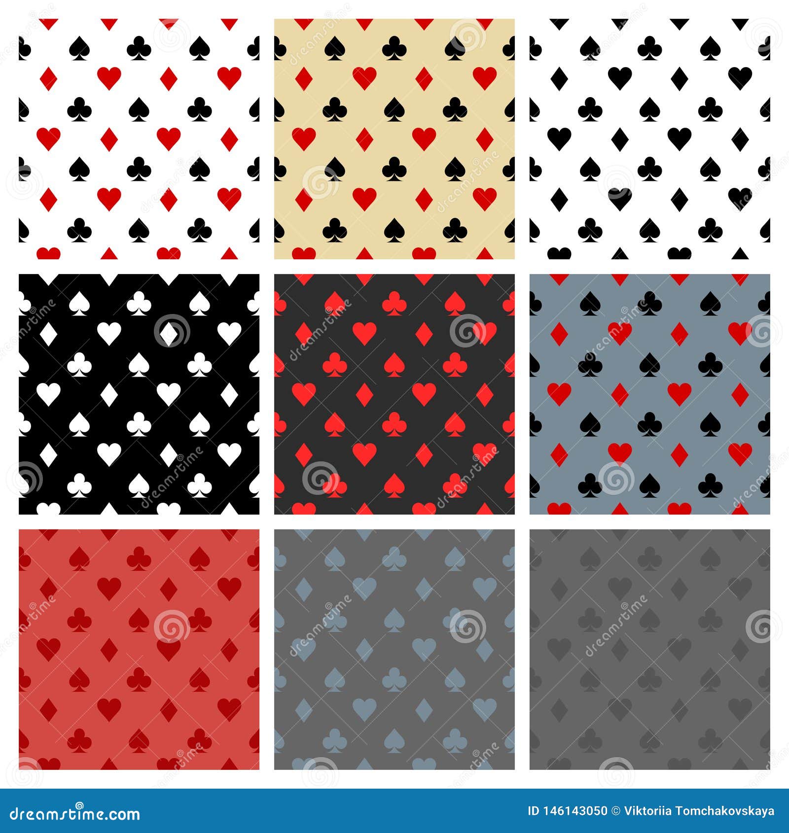 Set Card Icon Pattern Wallpaper Vector Background. Card Suits Seamless ...