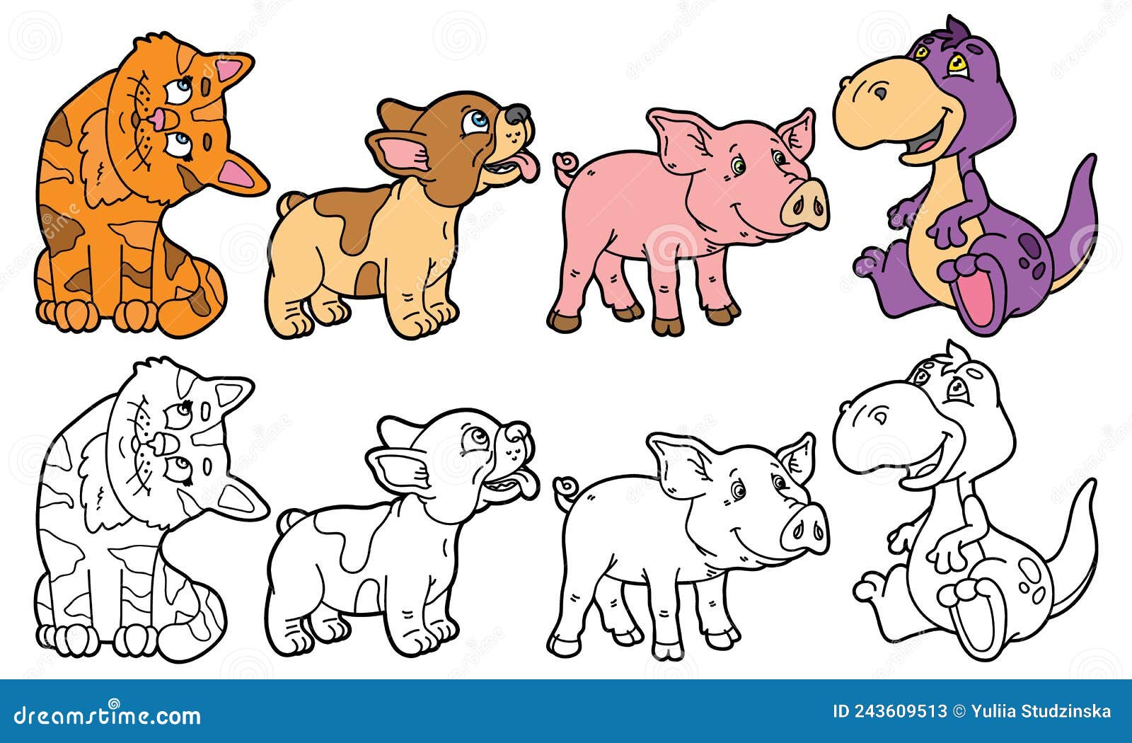Set of cartoon animals stock vector. Illustration of animal - 243609513