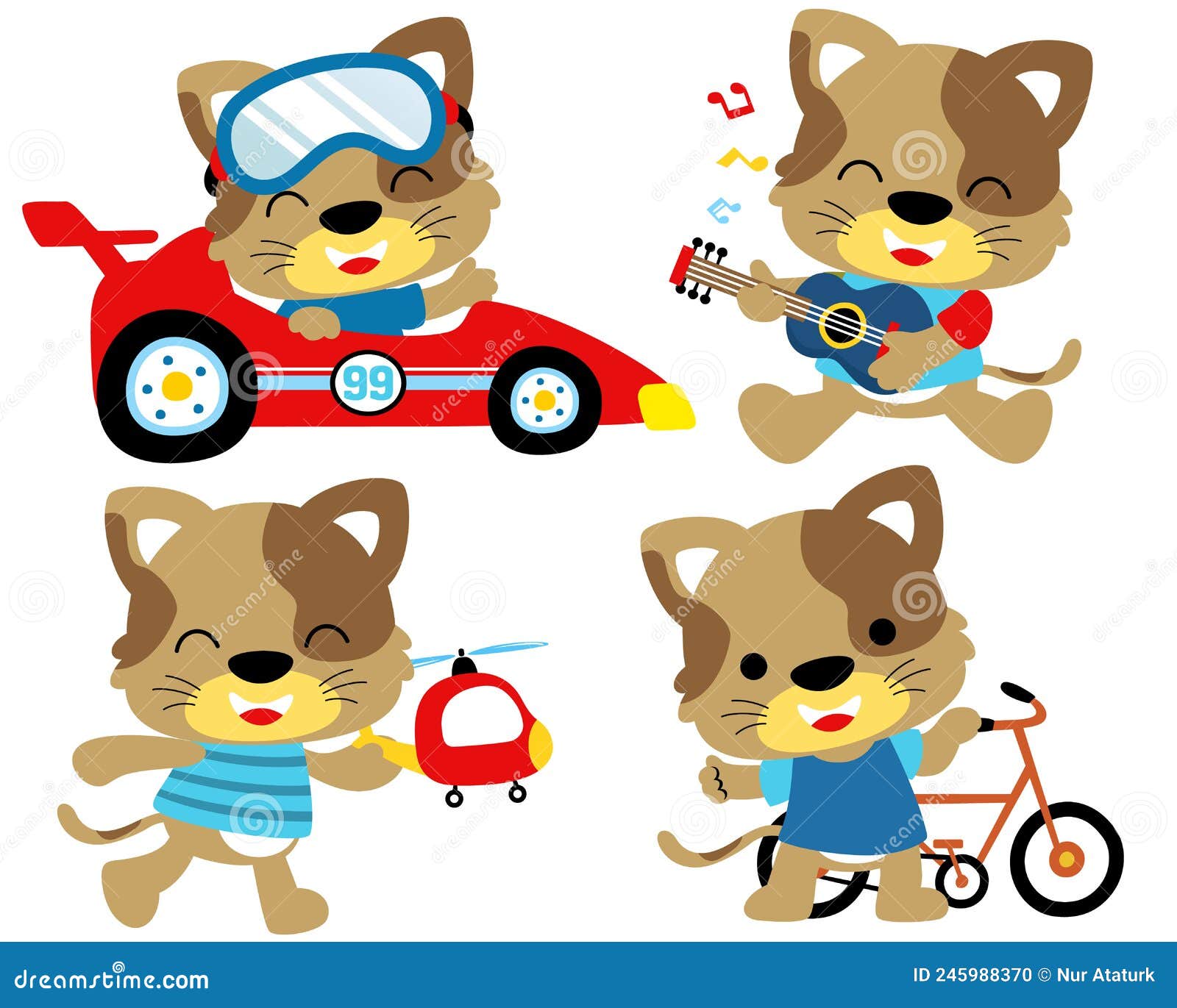 Vector Illustration Set of Cartoon Cat Activity Stock Vector ...