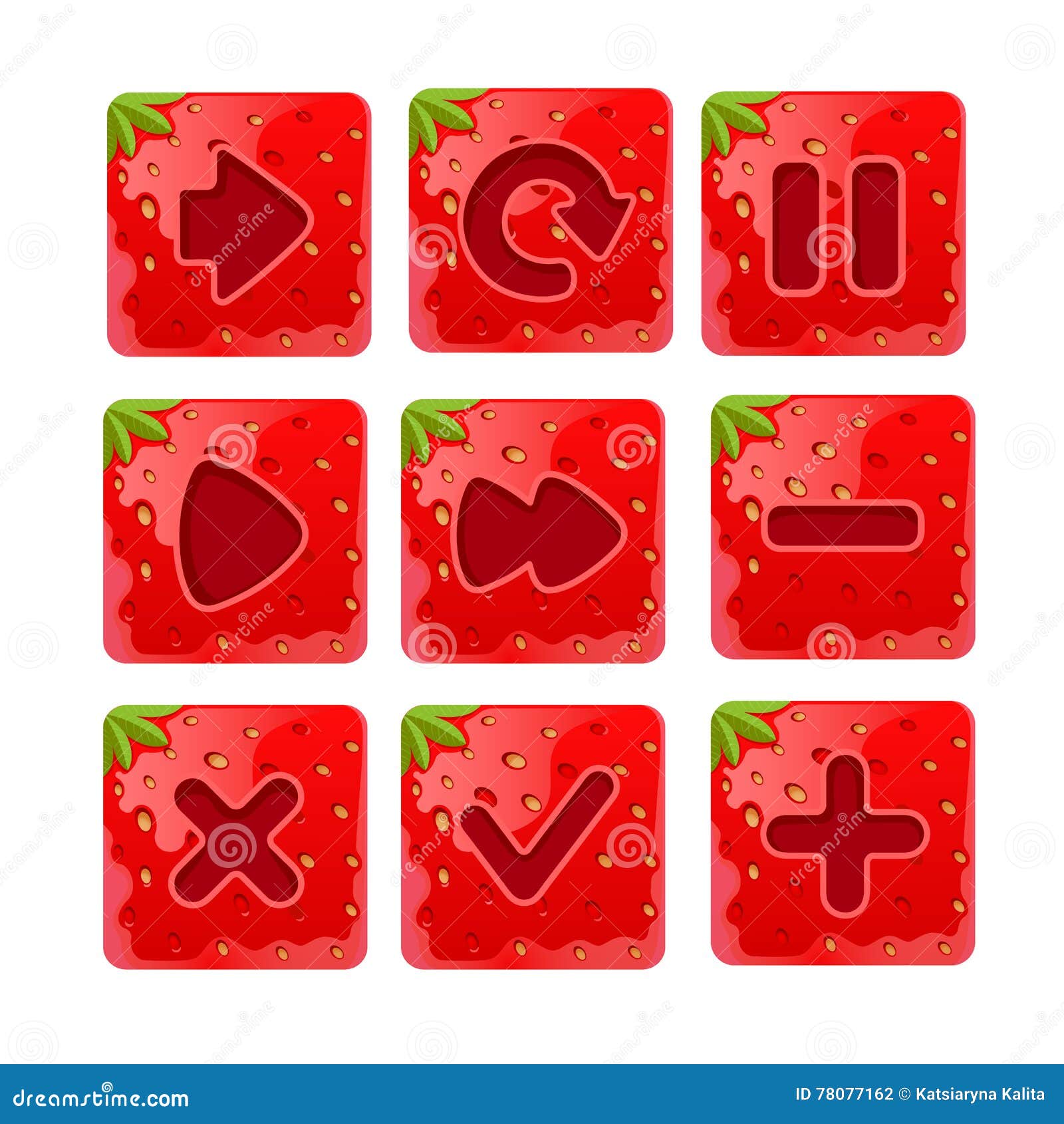 Vector Illustration of a Set Cartoon Red Buttons Stock Vector ...