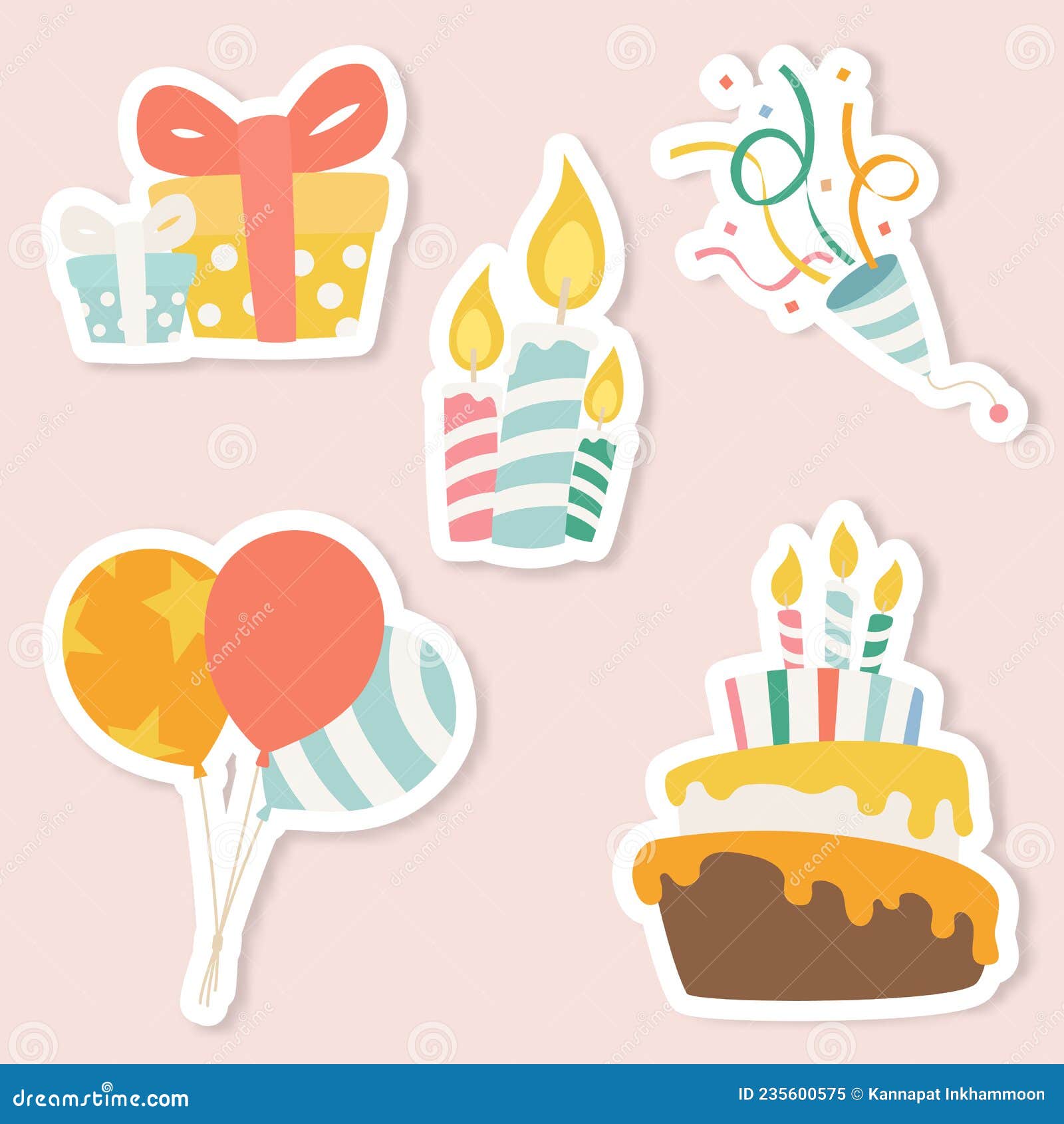 Vector Illustration Set for Celebration and Happy Birthday Symbol Stock ...