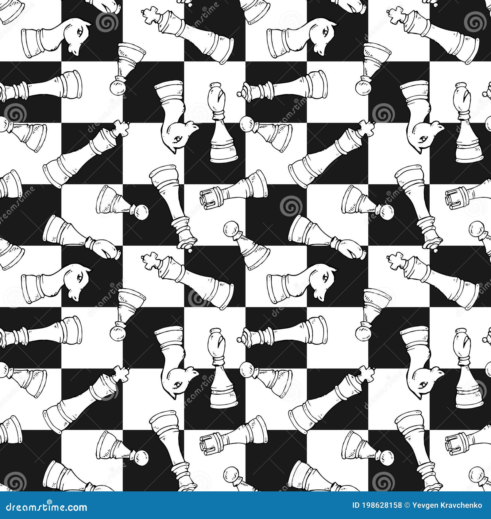 Chess Pieces Seamless Pattern. Vector Illustration Set of Chess Pieces ...