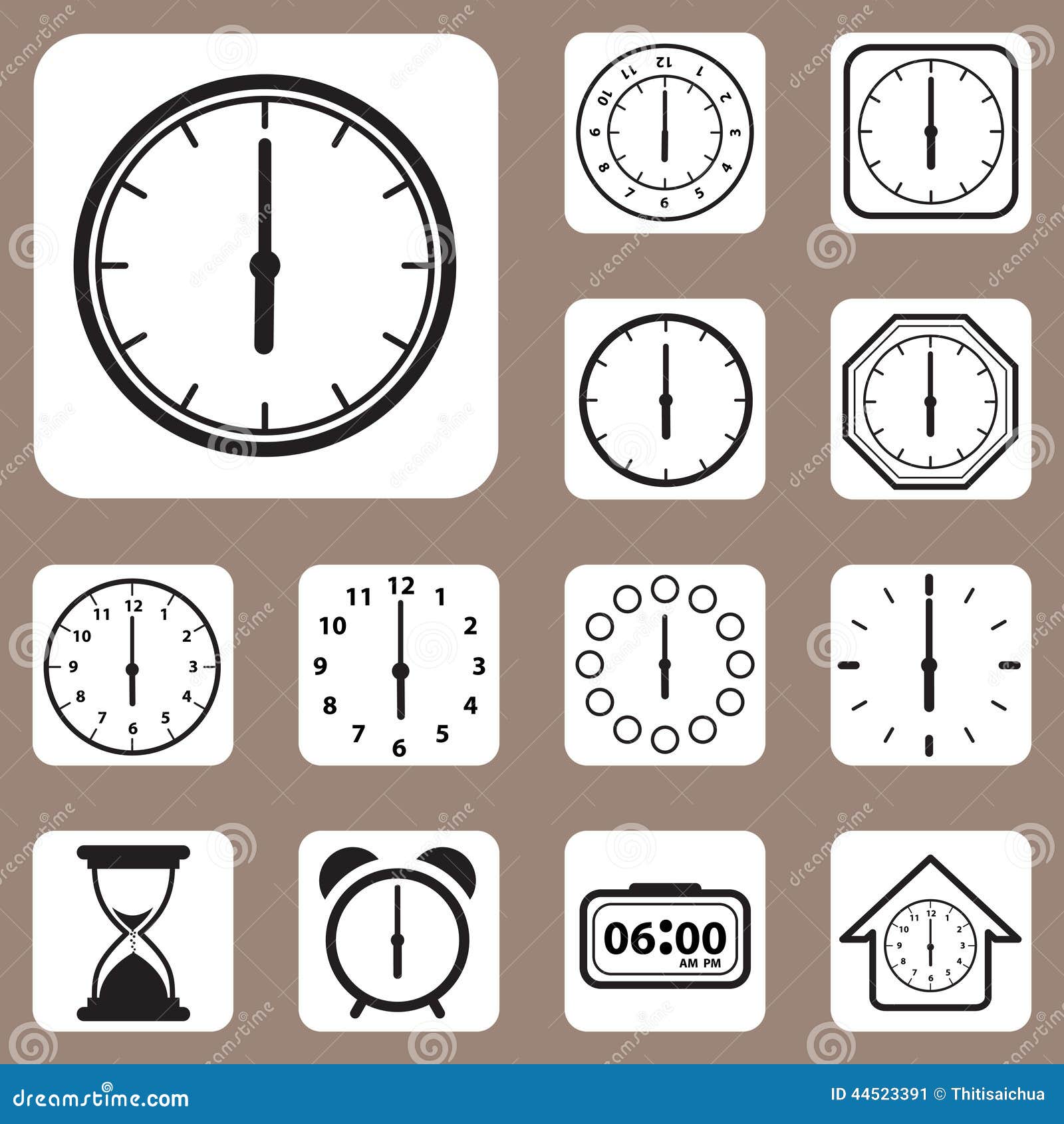 Vector Illustration, Set of Clock Icon for Design and Creative W Stock ...