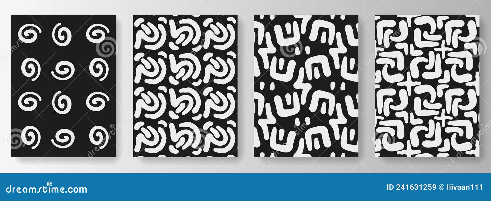 Set Collection of Black Backgrounds with White Pattern Stock Vector ...