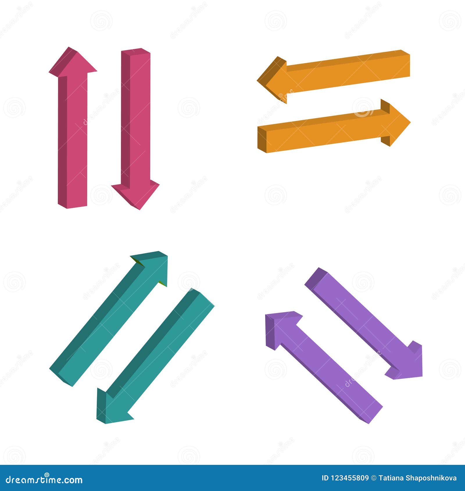 Set of Colored Arrows, Isolated on White Background Stock Vector ...