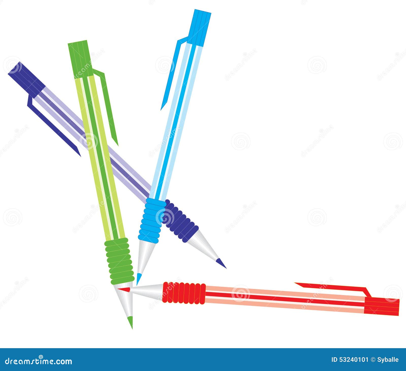Vector Illustration of Set Colorful Pens Stock Vector - Illustration of ...