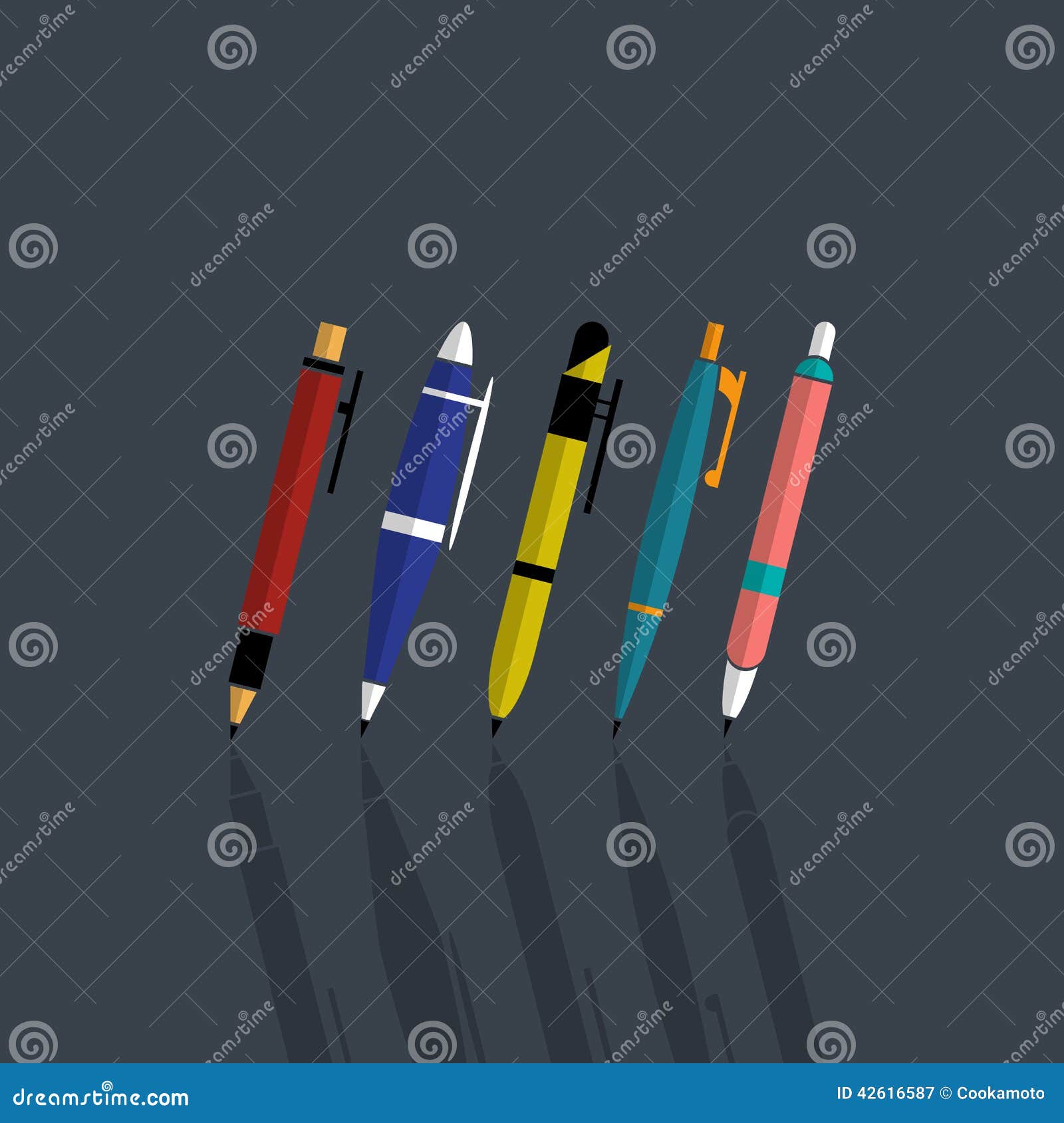 Vector Illustration of Set Colorfull Pens Stock Illustration ...