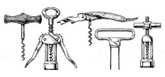 Vector Illustration Set of Corkscrews Stock Vector - Illustration of ...