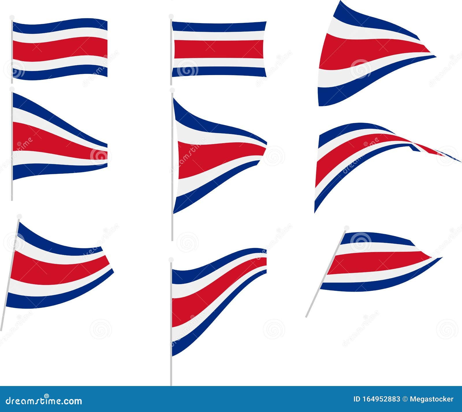 Vector Illustration of Set with Costa Rica Flag Stock Vector ...