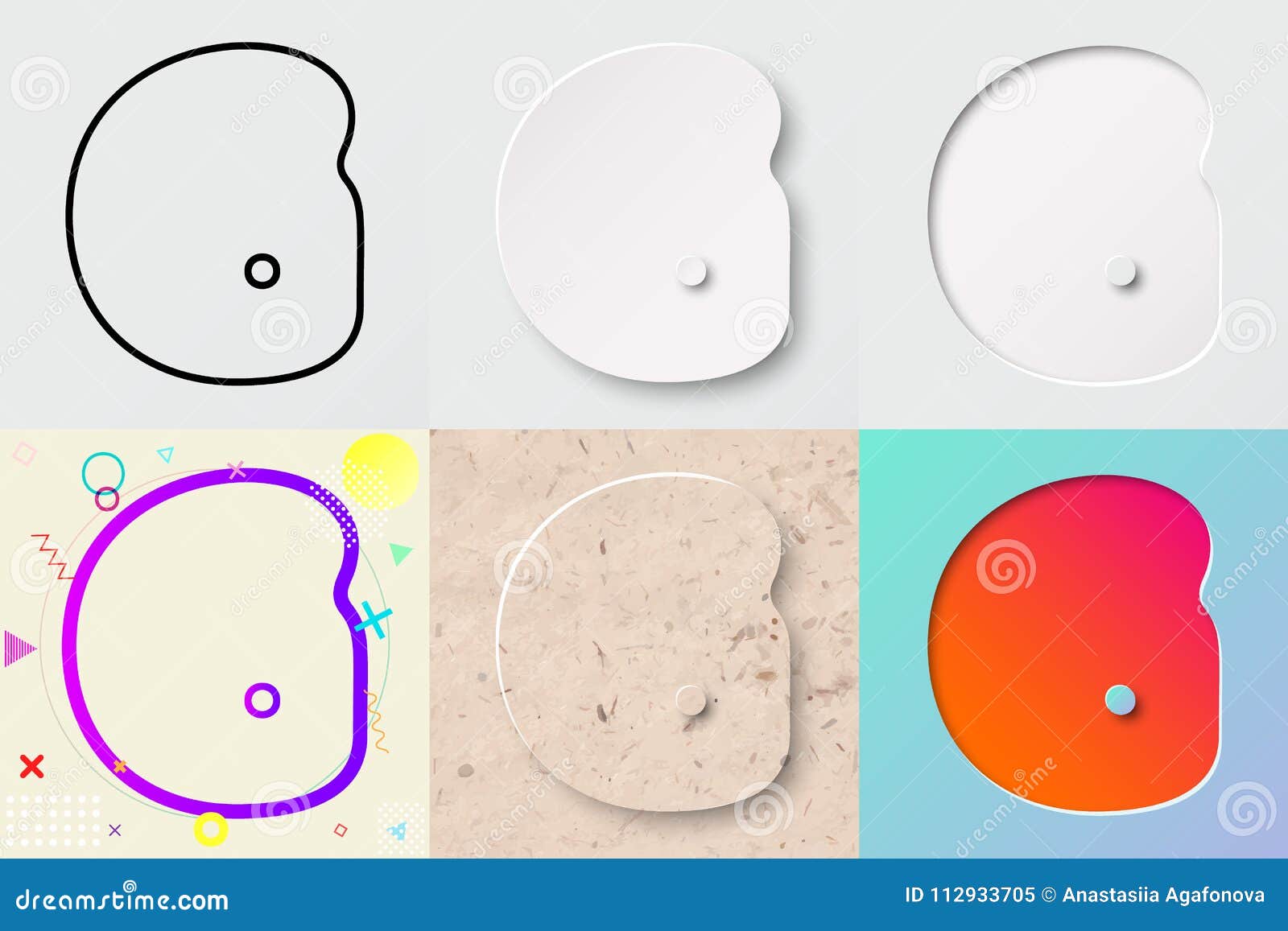 Vector Illustration Set of Cute Bold Rounded Letter G with Different ...