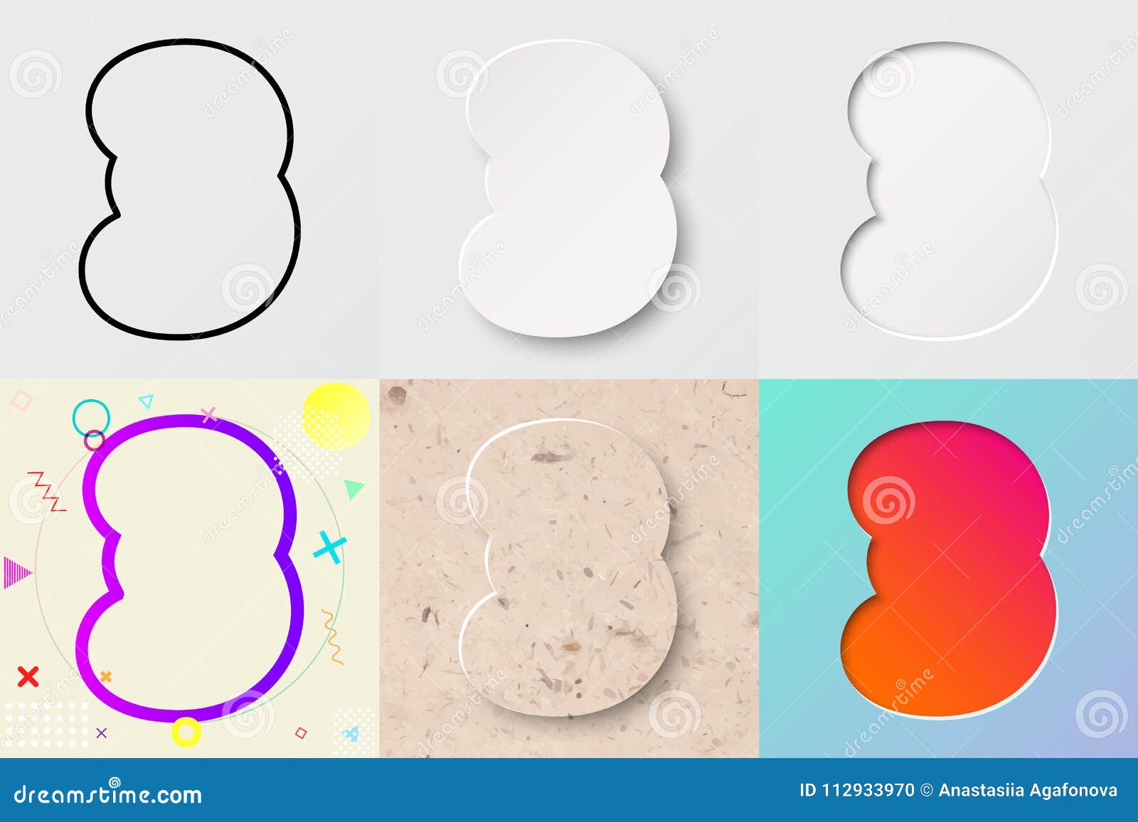 Vector Illustration Set Of Cute Bold Rounded Number Three Lettering ...