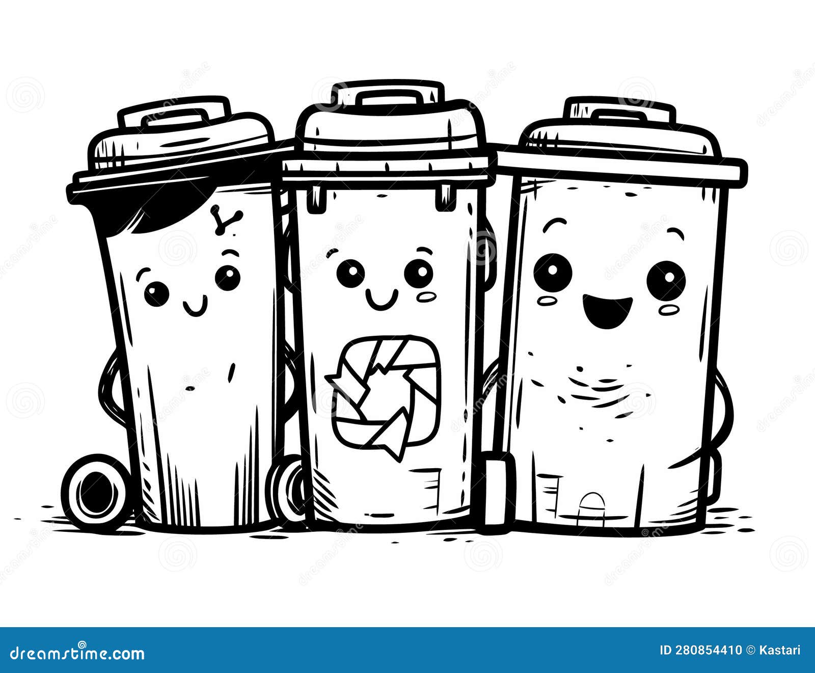 Vector Illustration, Set Illustration of Cute Recycle Bin Stock Vector ...