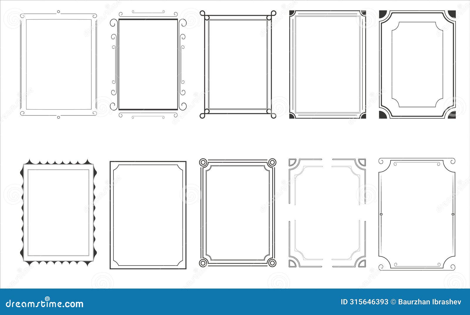 Vector Illustration Set of Decorative Frames. Vintage Framing for ...
