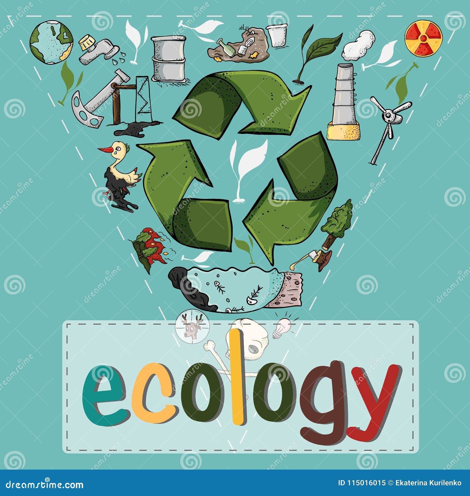 Set of Design_4_elements on the Theme of Ecology Earth Pollution Stock ...