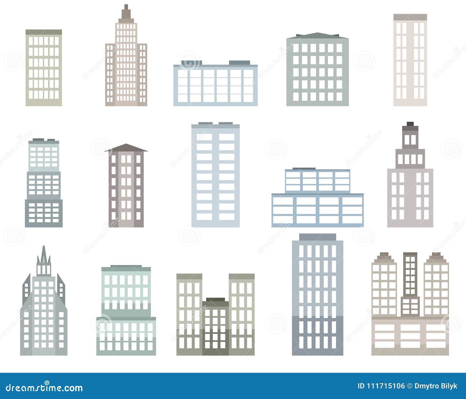 Set of different buildings stock vector. Illustration of cartoon ...