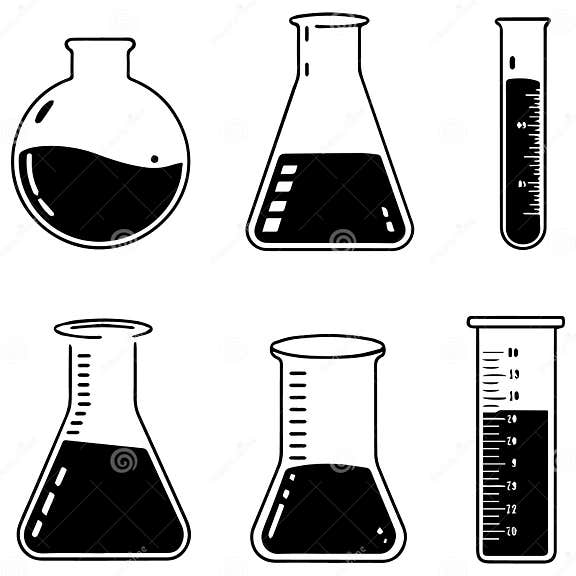 Vector Illustration Set of Different Flask Silhouettes Against a White ...