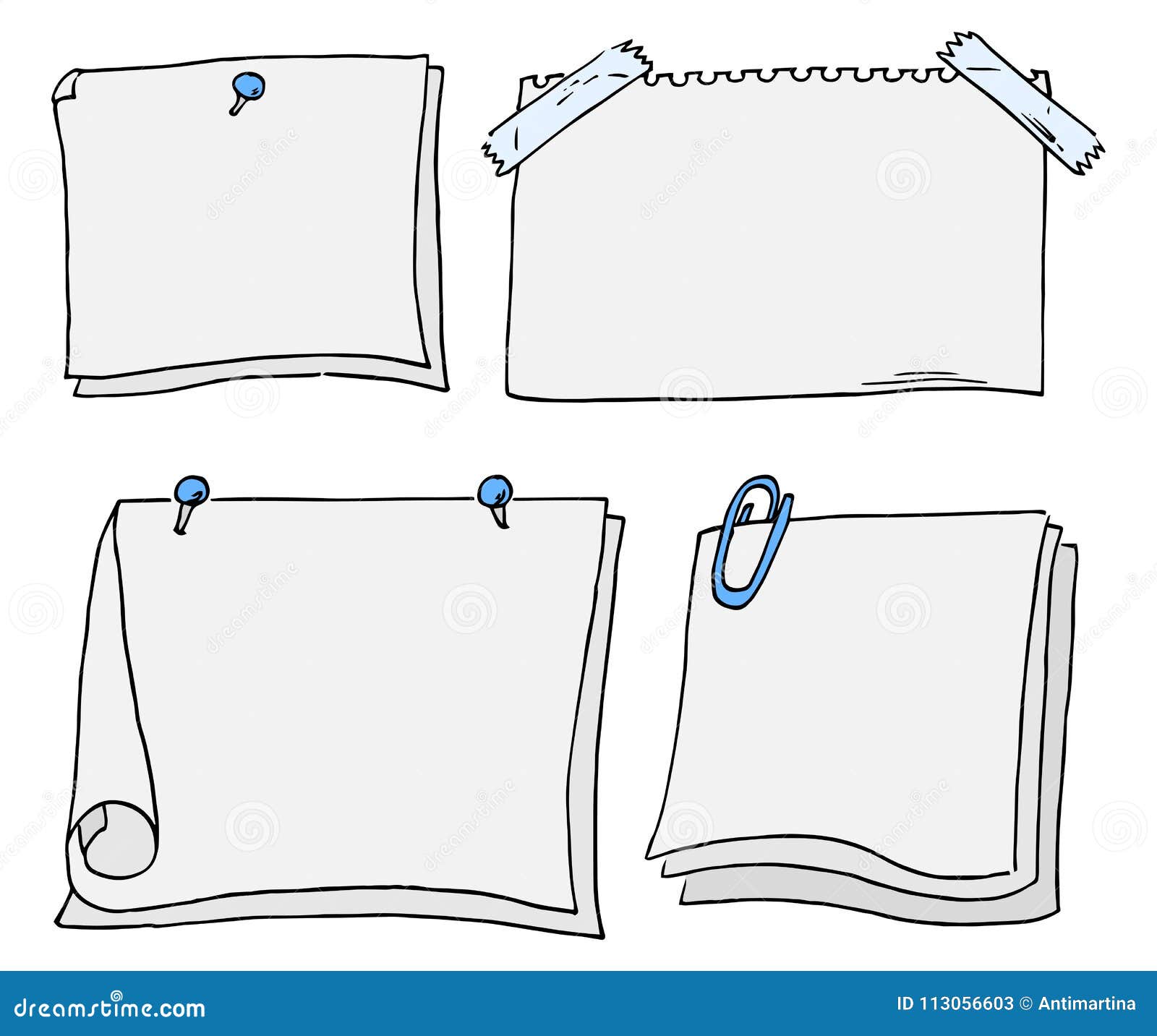 Set of Different Scribbled Notepads with Free Space Stock Vector ...