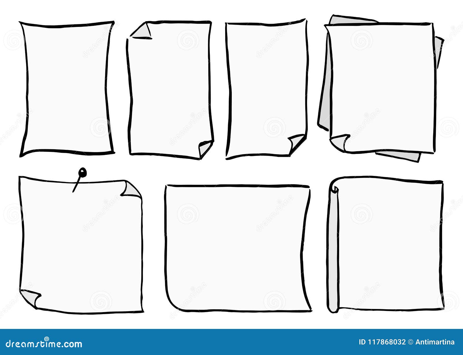 Set of Different Scribbled Notepads with Free Space Stock Vector ...