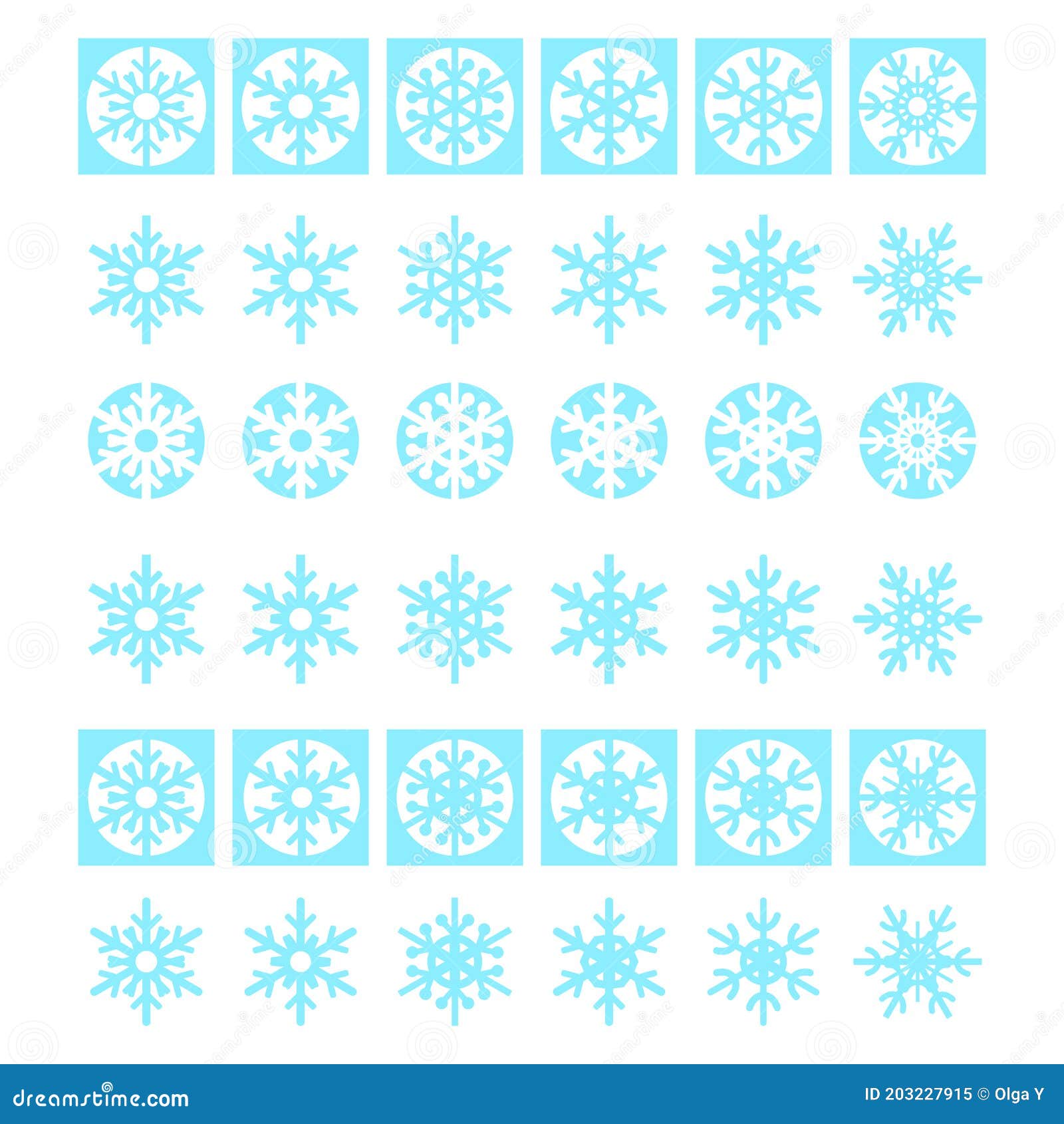 Vector Illustration of Set of Different Shapes Snowflakes Stock Vector ...