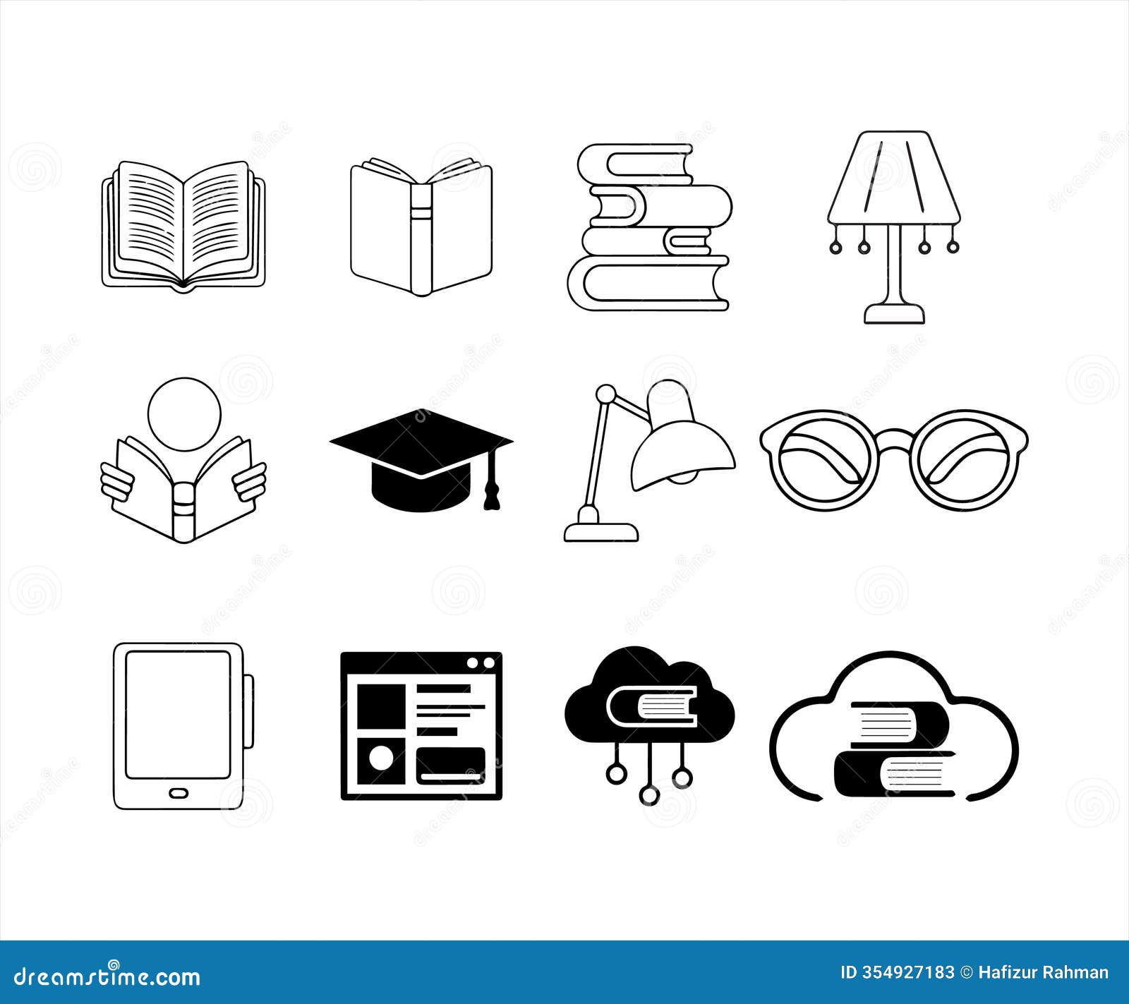 Vector Illustration Set of Educational and Study-Related Icons Stock ...