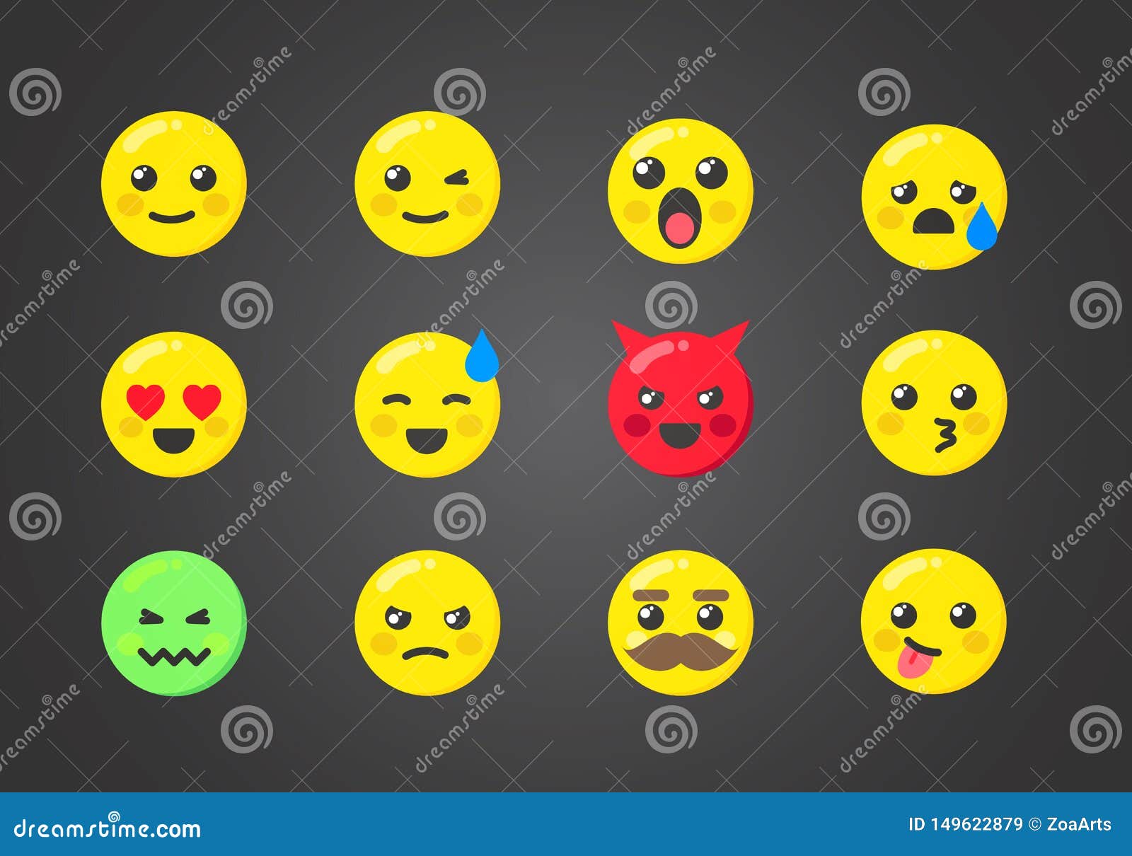 Vector Illustration Set of Emoticons with Interesting Expressions Stock ...