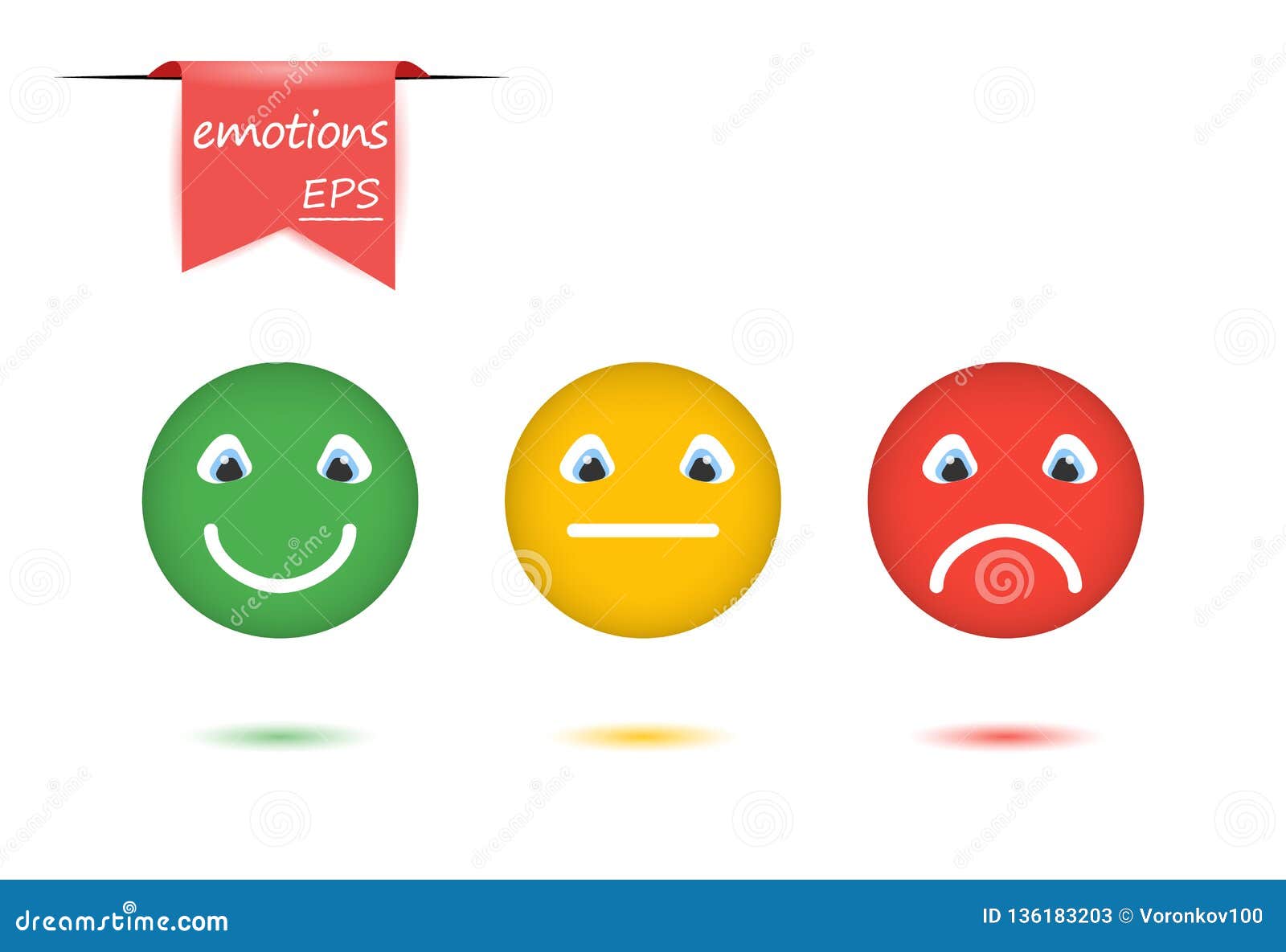 Vector Illustration Set of Emotions. the Concept of Evaluation in Faces ...