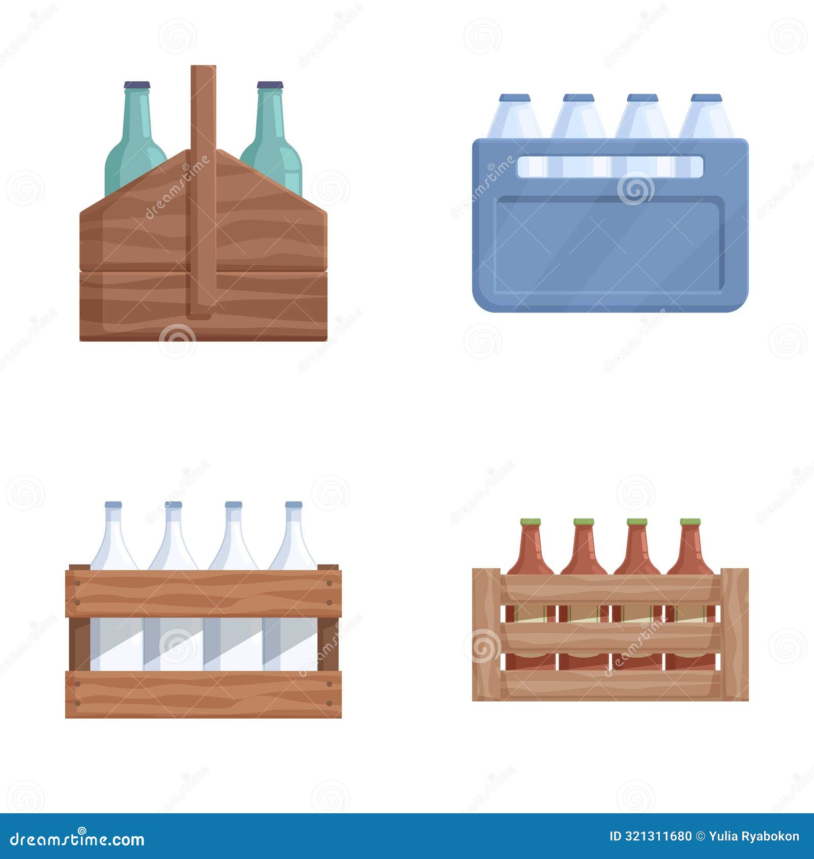 Beverage Packaging Design. Set Of Booze Bottles Labels Cartoon Vector ...