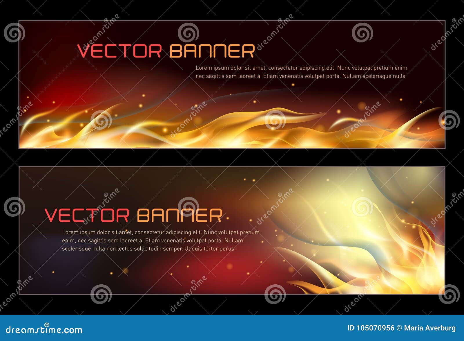 Illustration of Set of Fire Flame Banner Stock Vector - Illustration of ...
