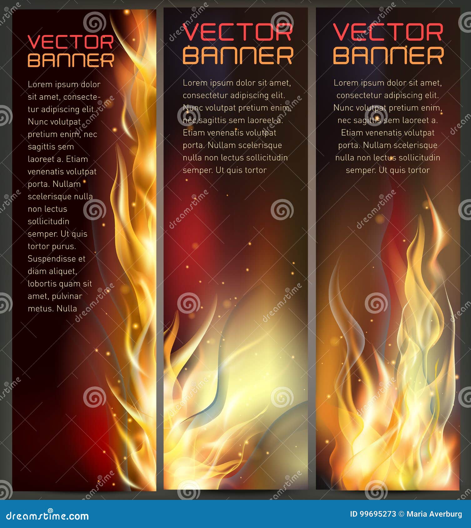 Illustration of Set of Fire Flame Banner Stock Vector - Illustration of ...