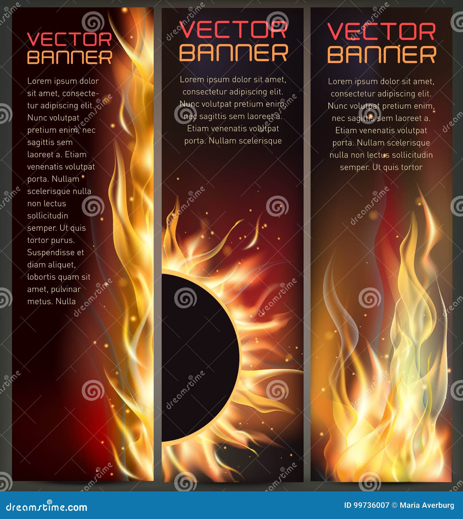 Illustration of Set of Fire Flame Banner Stock Vector - Illustration of ...