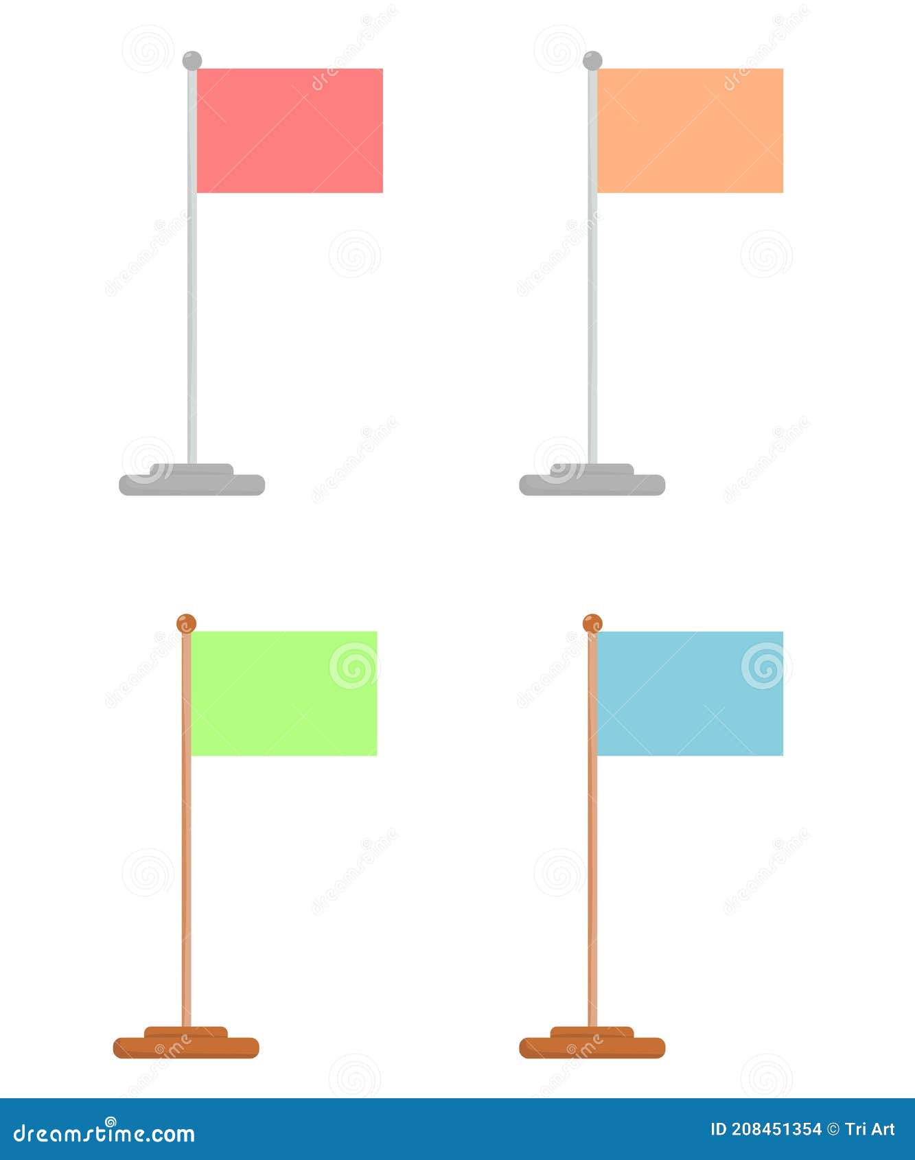 Vector Illustration Set of Flagpole on School Field Stock Vector ...
