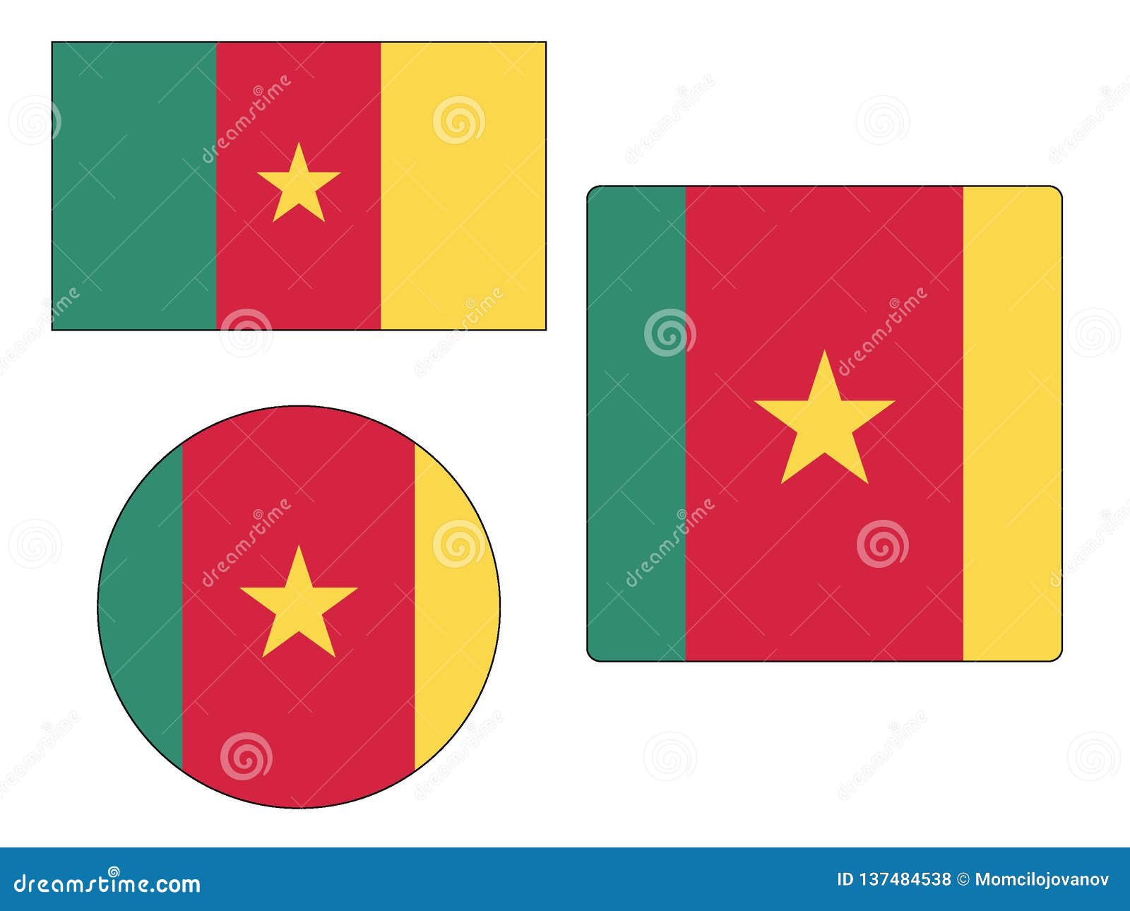 Set of Flags of Cameroon stock vector. Illustration of oceania - 137484538