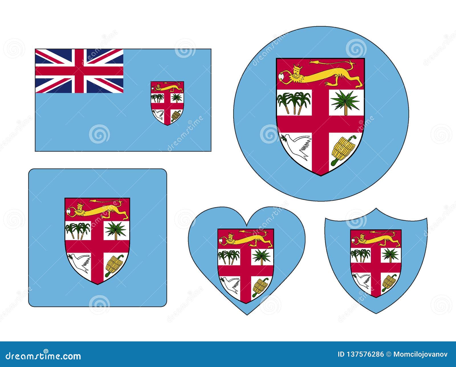 Set of Flags of Fiji stock vector. Illustration of estonia - 137576286