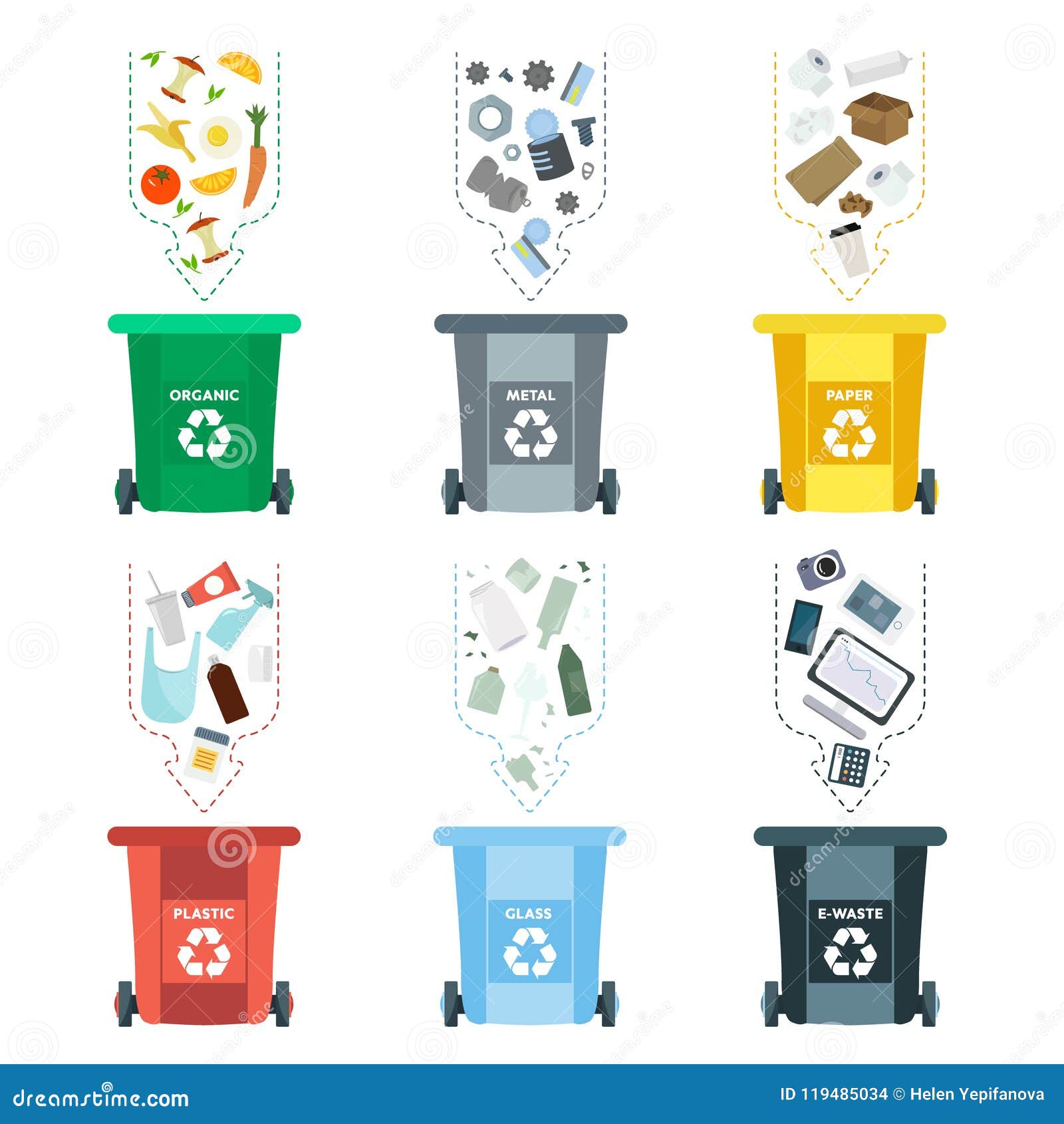 Vector Illustration, Set of Flat Logo Symbols. Recycling Garbage ...