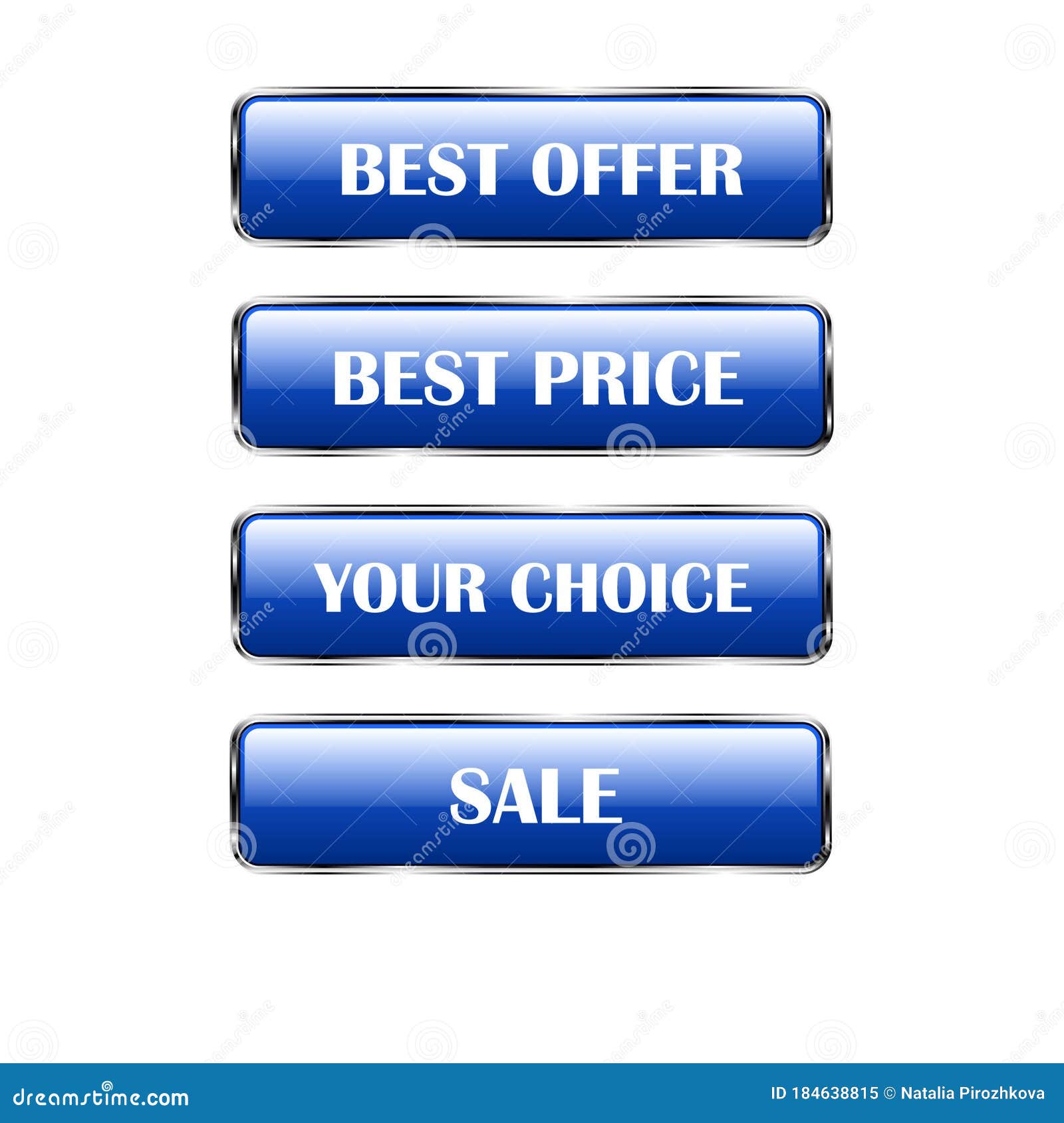 Set of Four Rectangular Buttons Stock Vector - Illustration of ...