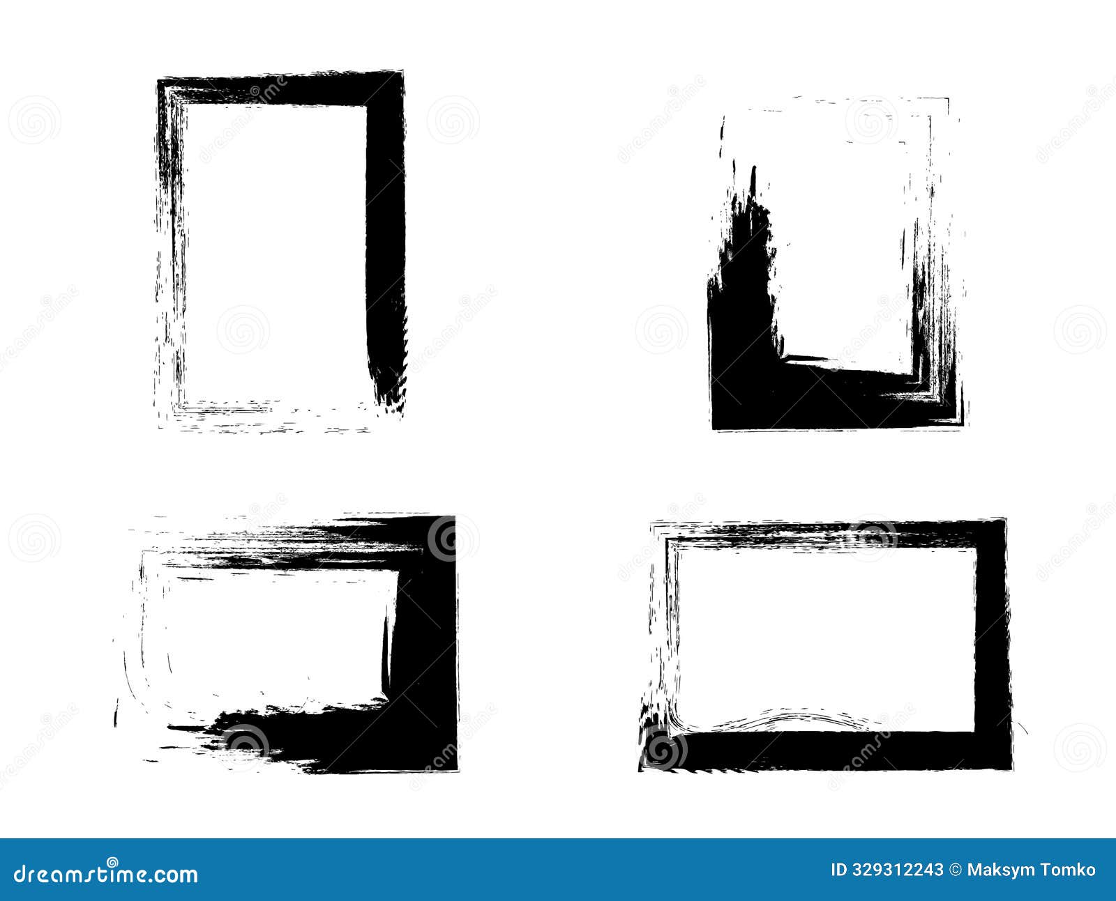 Vector Illustration. Set of 10 Frames in Grunge Style. Collection of ...