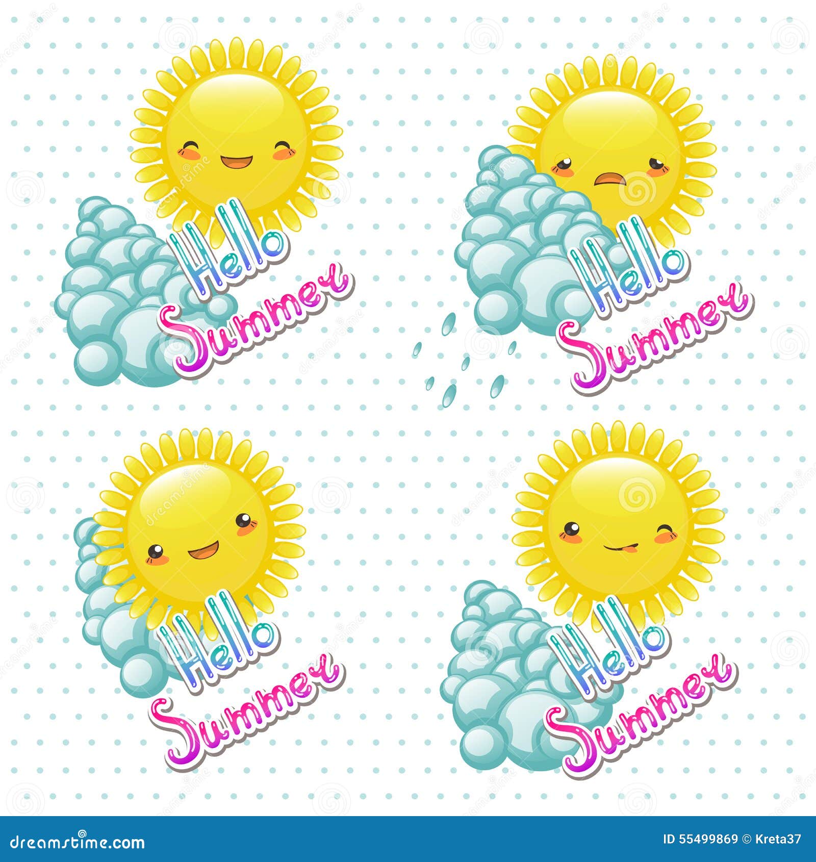 Vector Illustration Set Of Funny Cartoon Sun With | CartoonDealer.com ...