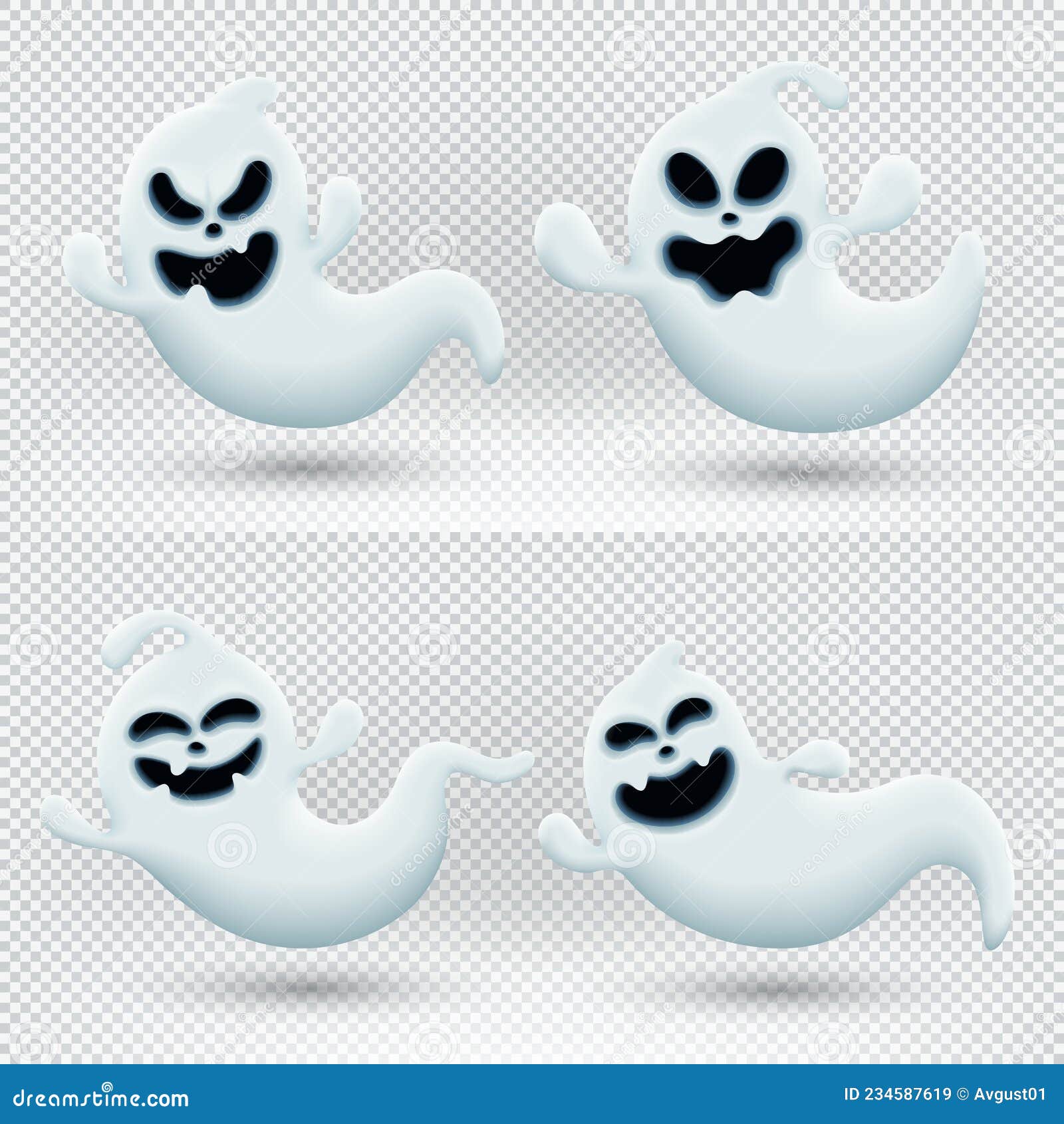 Vector Illustration with Set of Funny Ghosts Stock Vector ...
