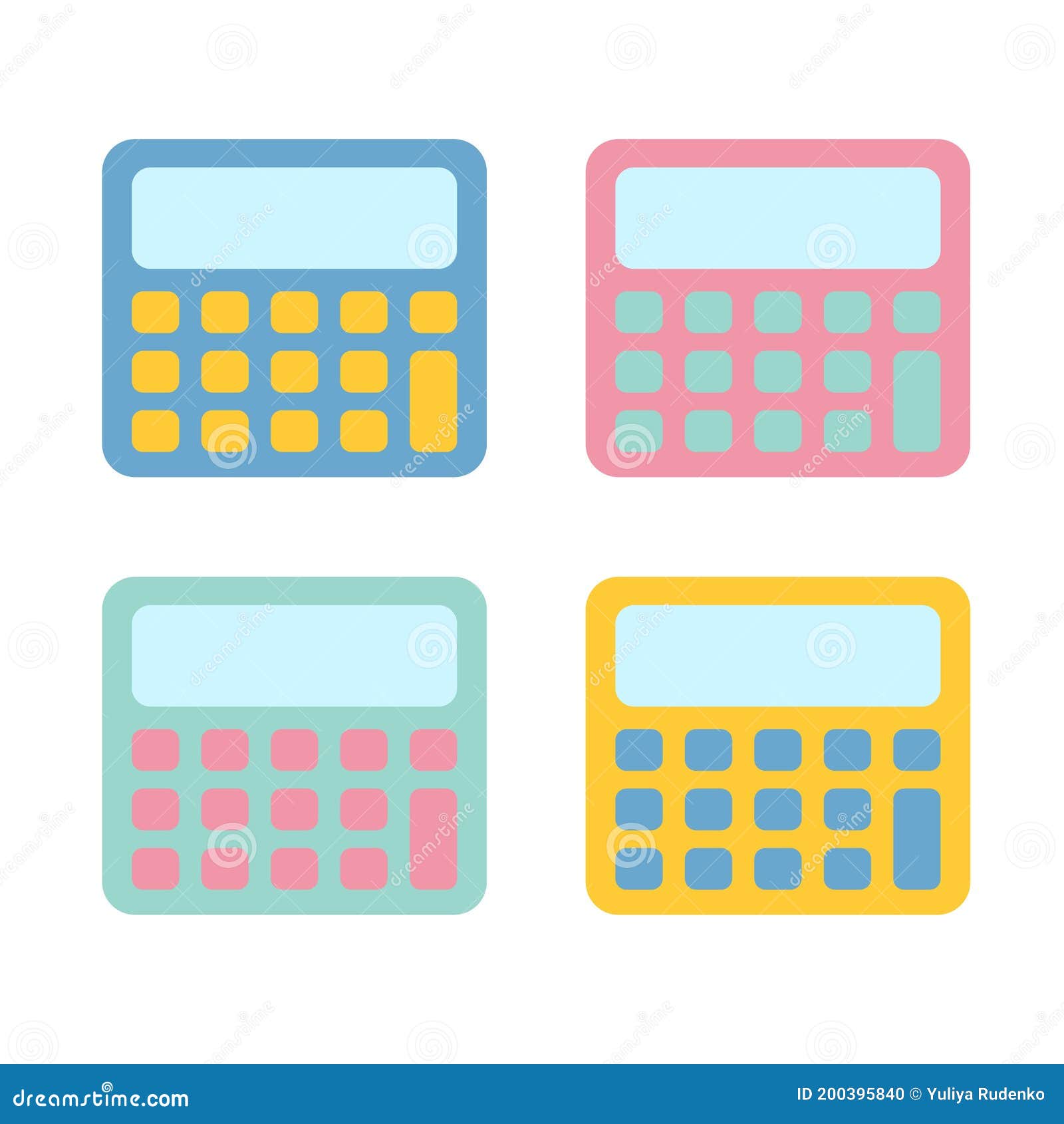 Vector Illustration Set of Funny Kids Calculator Stock Illustration ...