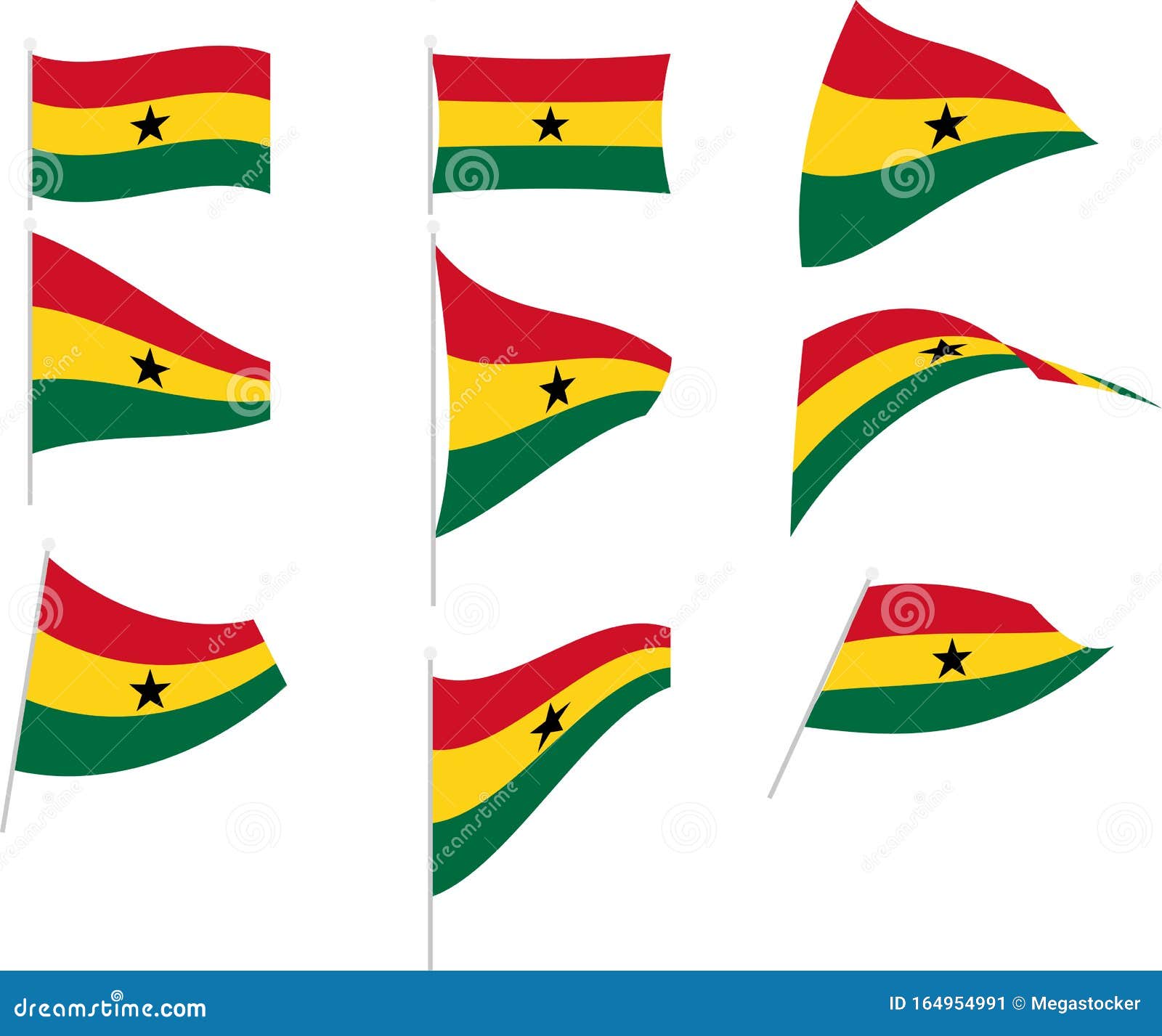 Vector Illustration of Set with Ghana Flag Stock Vector - Illustration ...